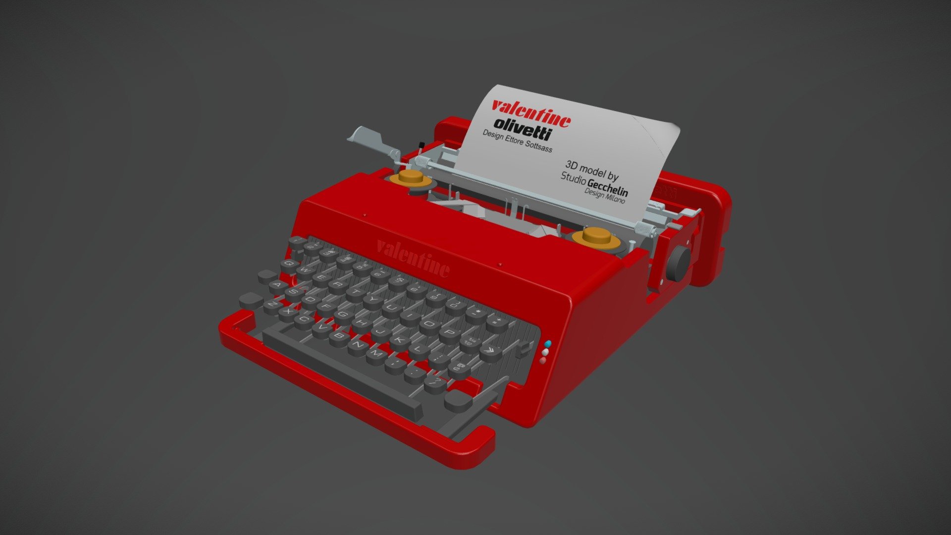 Valentine typewriter - Olivetti 1968 - 3D model by lorenzo71 [4eb348e ...