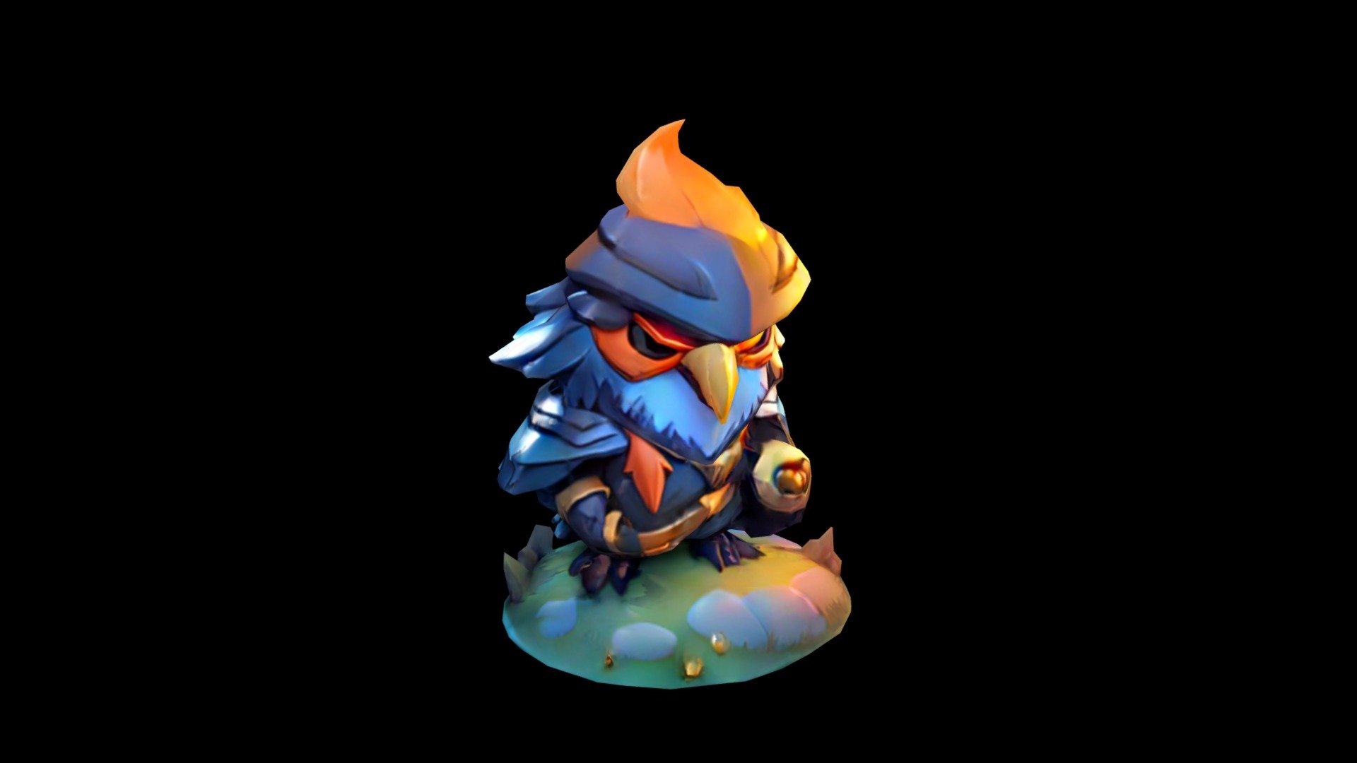 Chibi-style cartoon eagle with armor and accesso - Download Free 3D ...