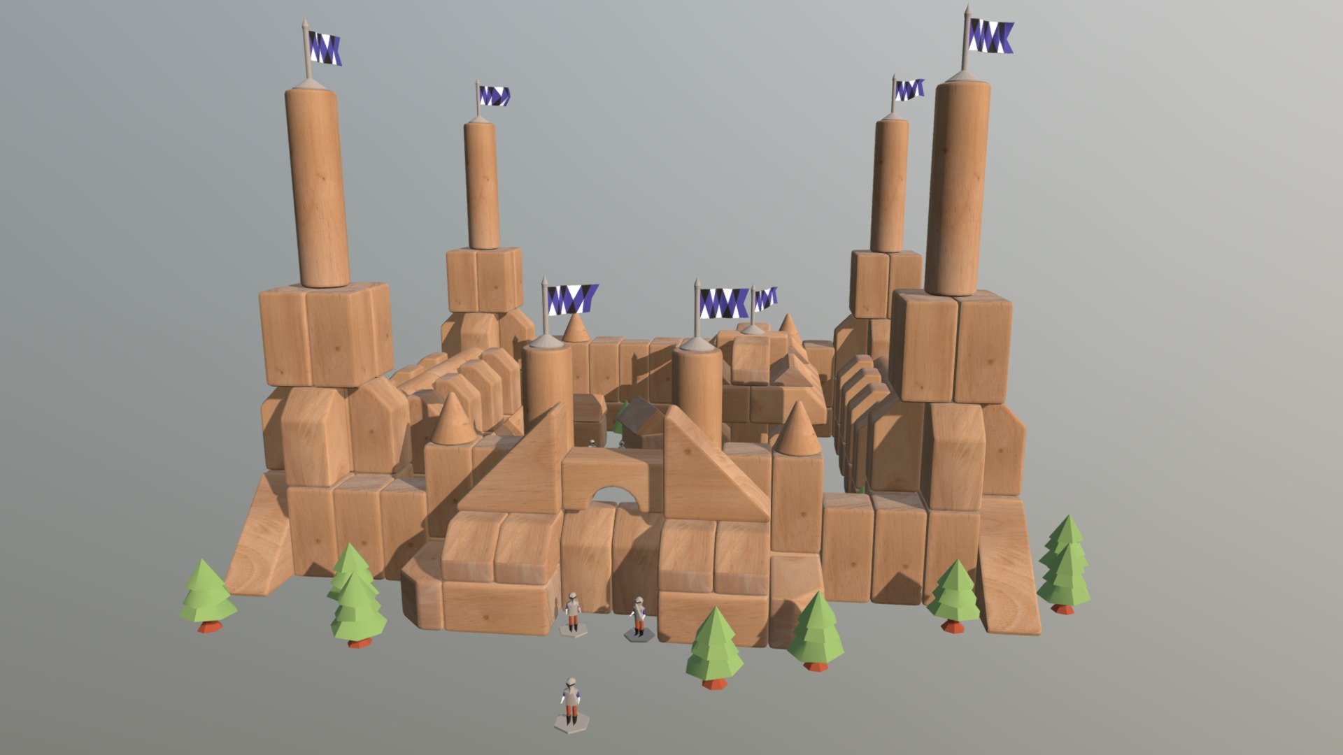 Wooden Block Castle - Download Free 3D model by dzehrung [4eed15e ...