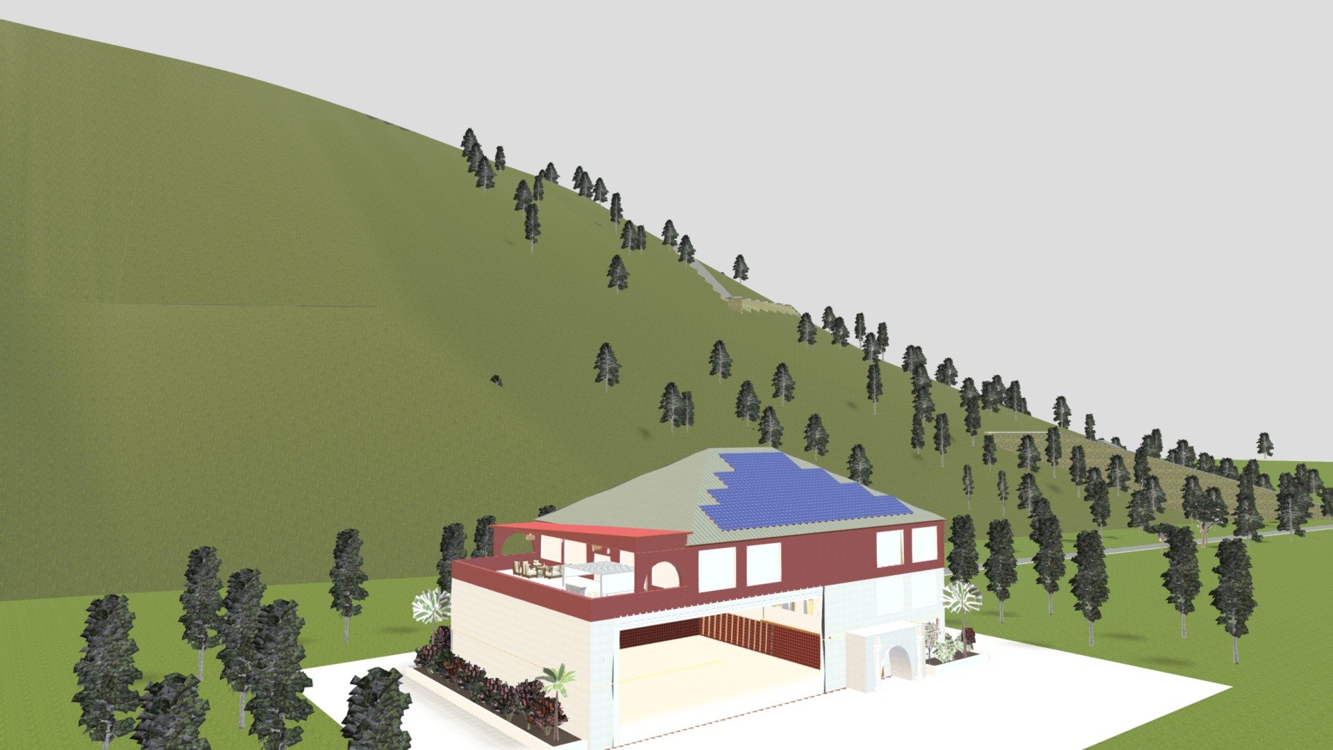 3D Barndominium Model Nestled Behind a Mountain - 3D model by ...