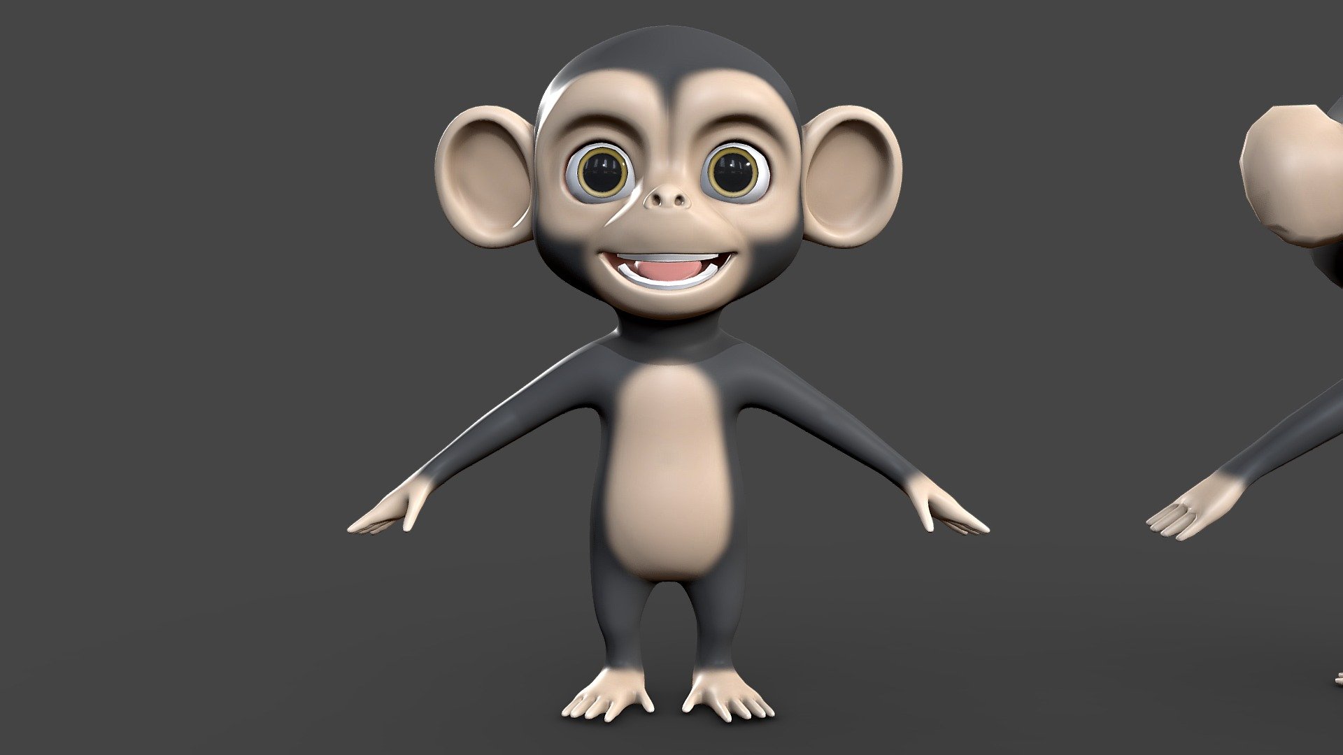 Toony Chimpanzee - Topology + UV Map - 3D model by Tashi (@tsering ...