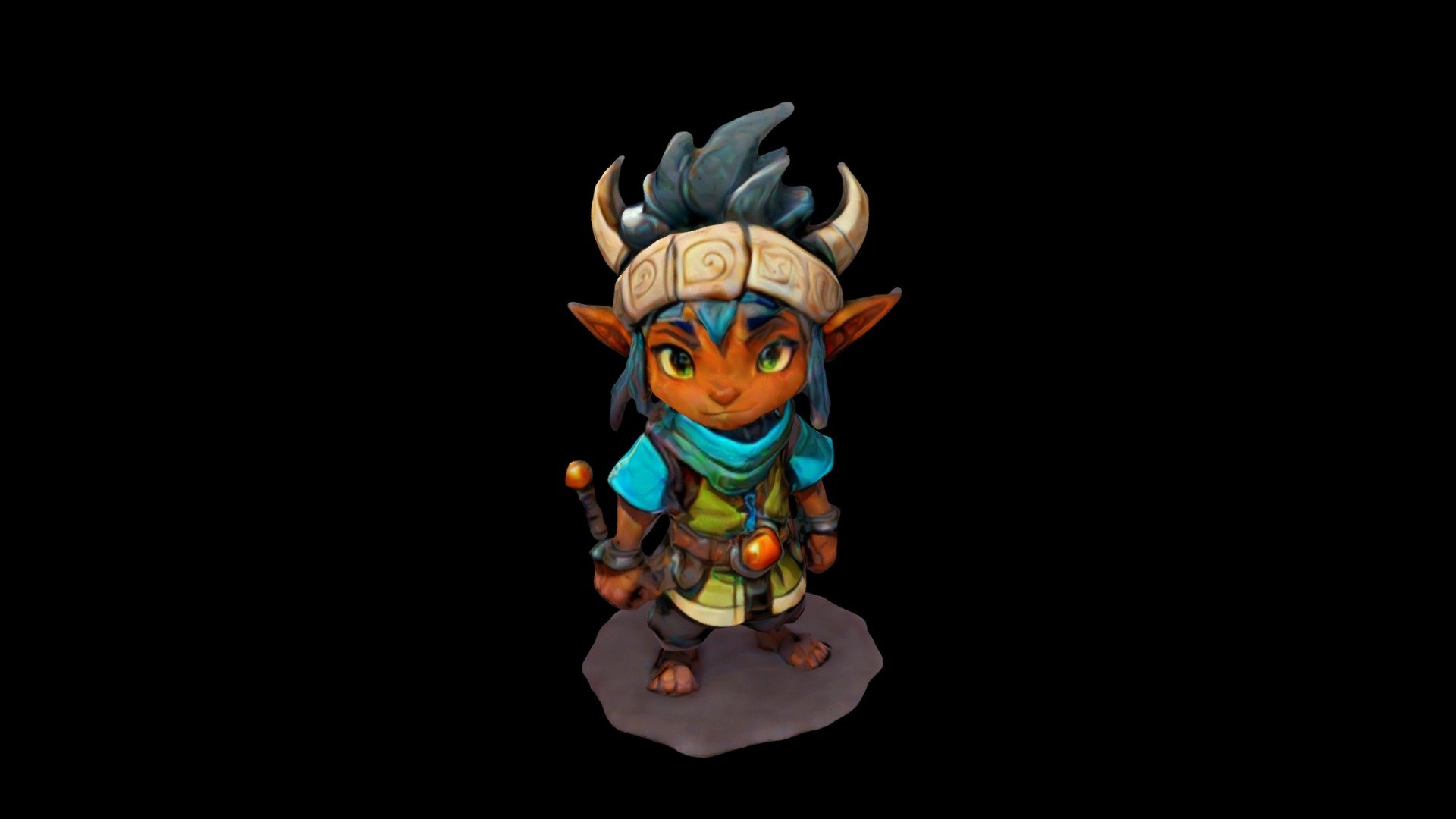 a cute cartoon ogre warrior he is wearing a blue - Download Free 3D ...