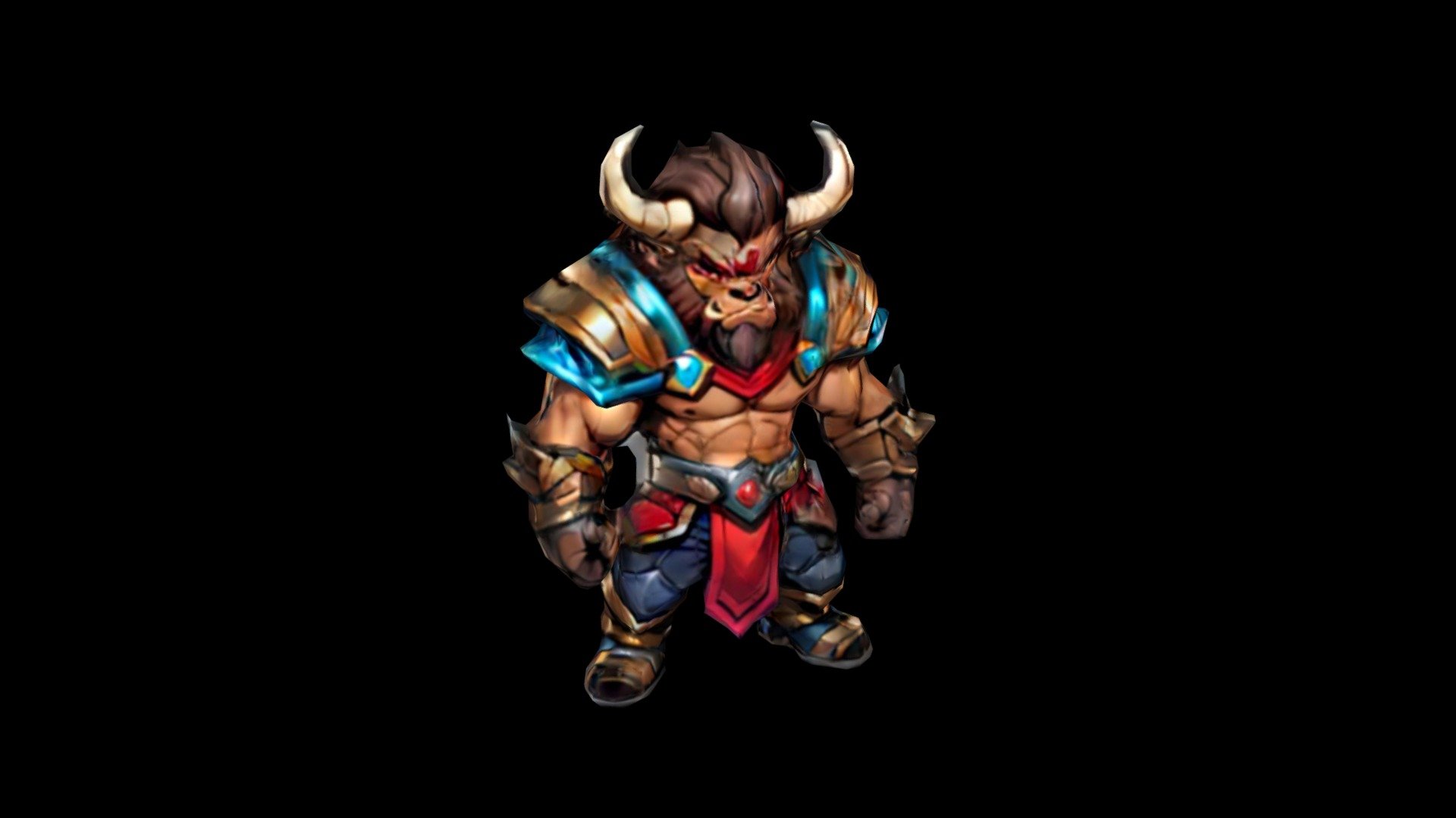 A muscular bull-headed warrior in armored attire - Download Free 3D ...