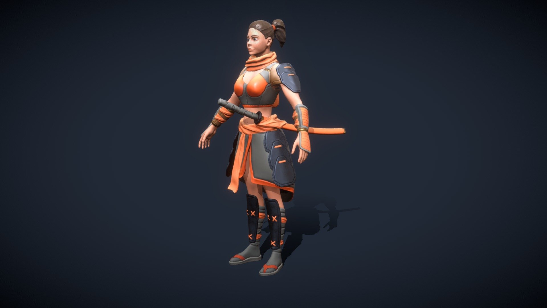 Stylized Samurai Girl - 3D model by HNFS [4f25ca6] - Sketchfab