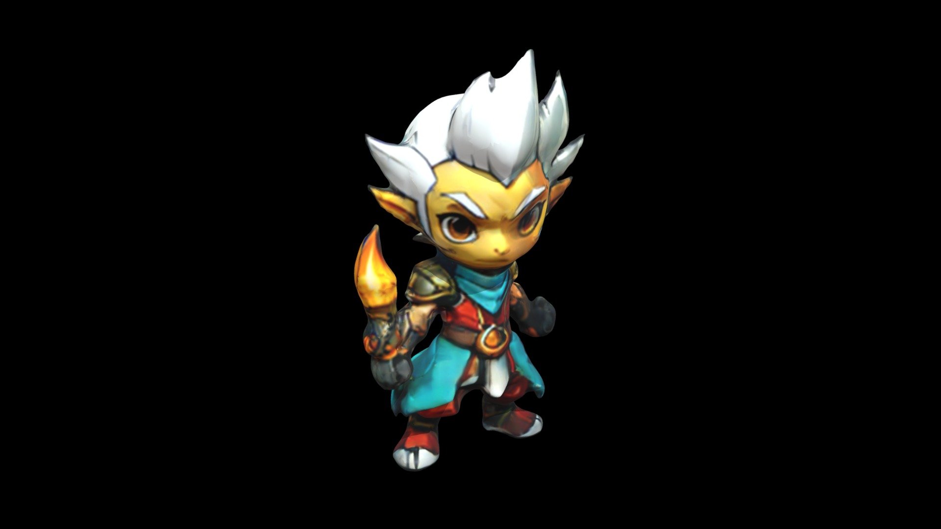 a cartoon character with a torch in his hand - Download Free 3D model ...