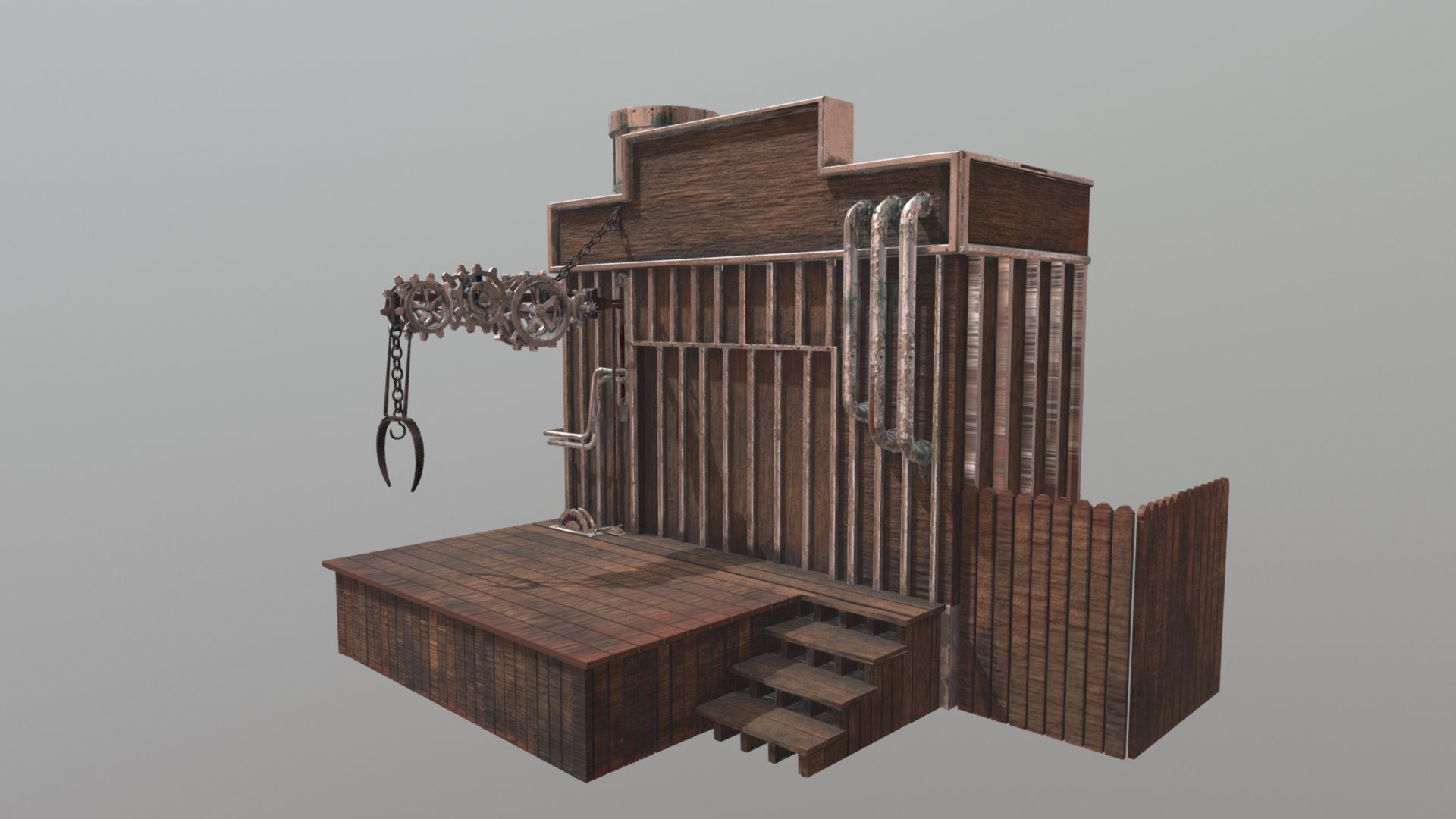Old West Steampunk Freight Depot Facade - 3D model by meaghansearle ...