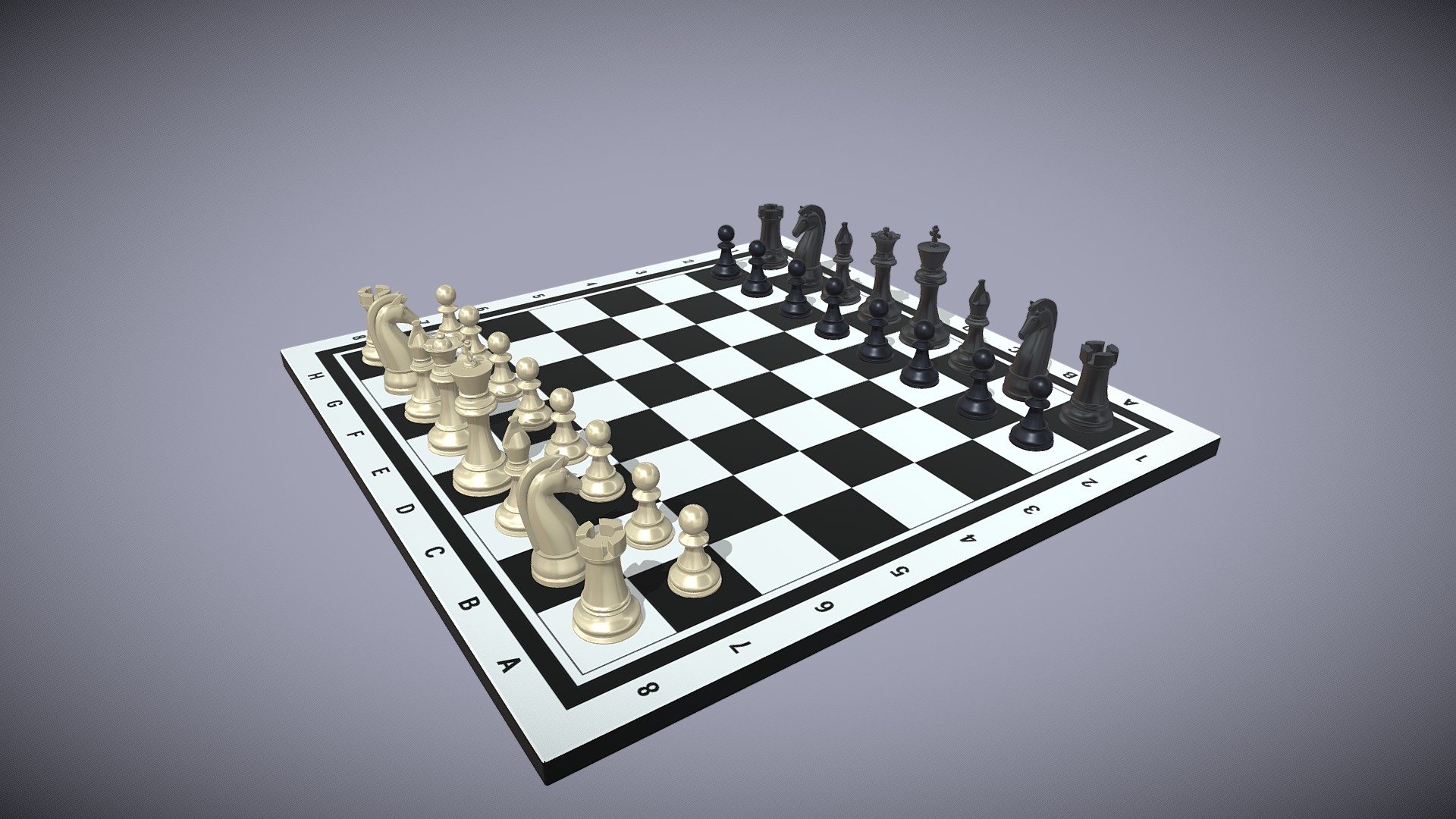 Realistic Chess Set – Full Board with Pieces - Download Free 3D model ...