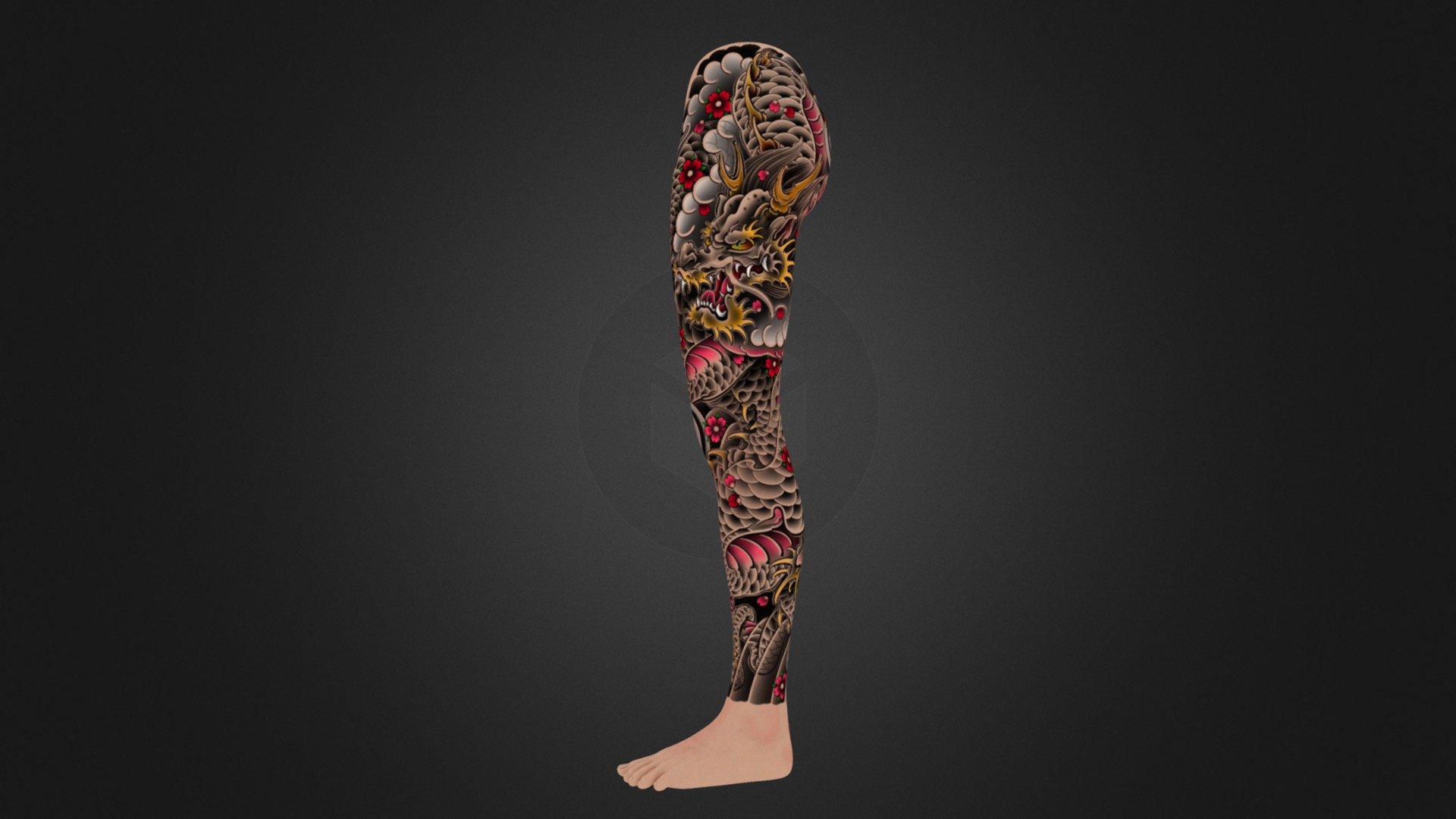 Dragon Sakura leg - 3D model by Asikata [4f5b9cb] - Sketchfab