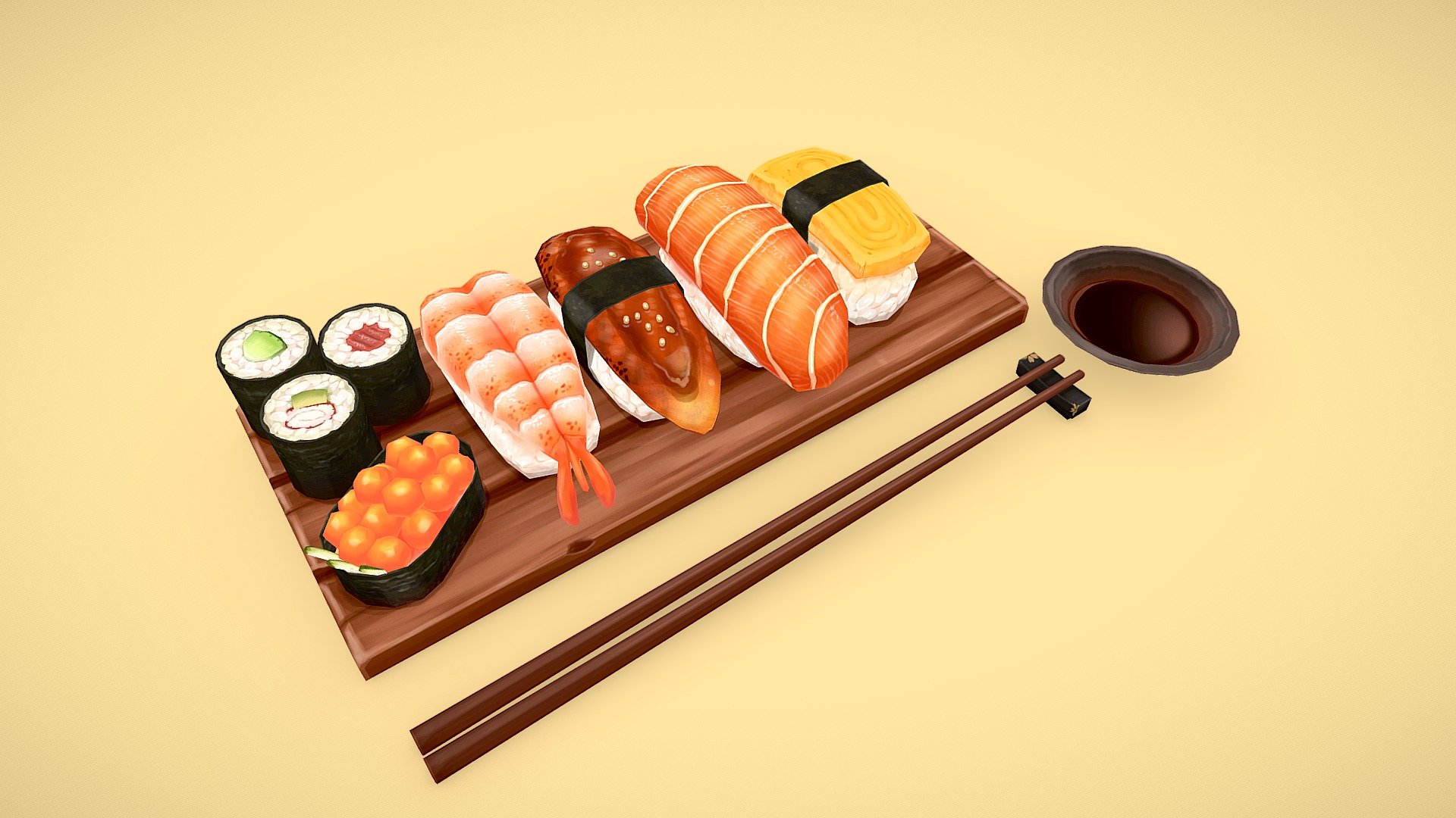 Chill-tober #4 - Sushi - 3D model by eri-se [4f8099a] - Sketchfab