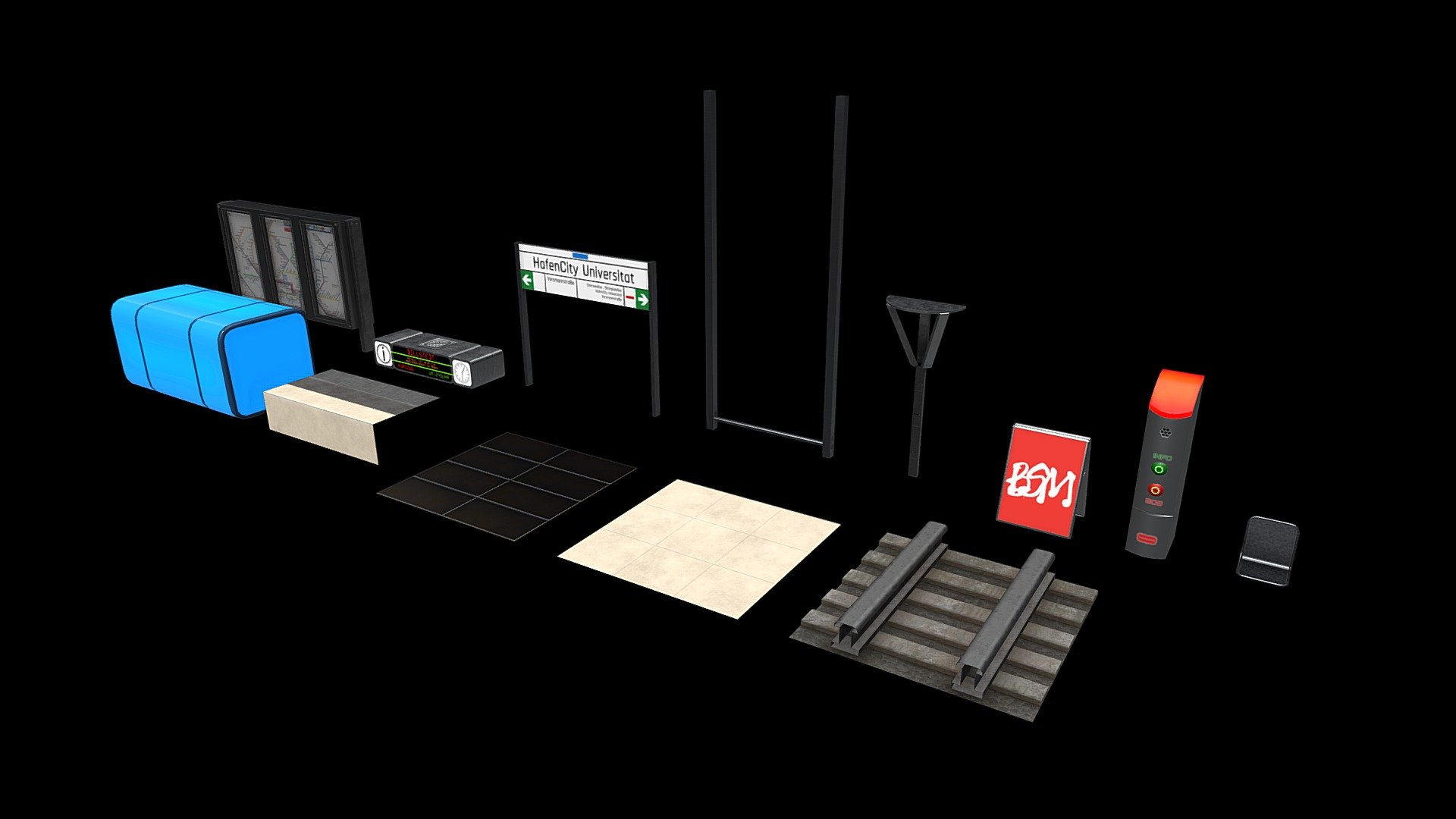 Subway Scene Props - Procedural Game-Ready PACK - 3D model by ...