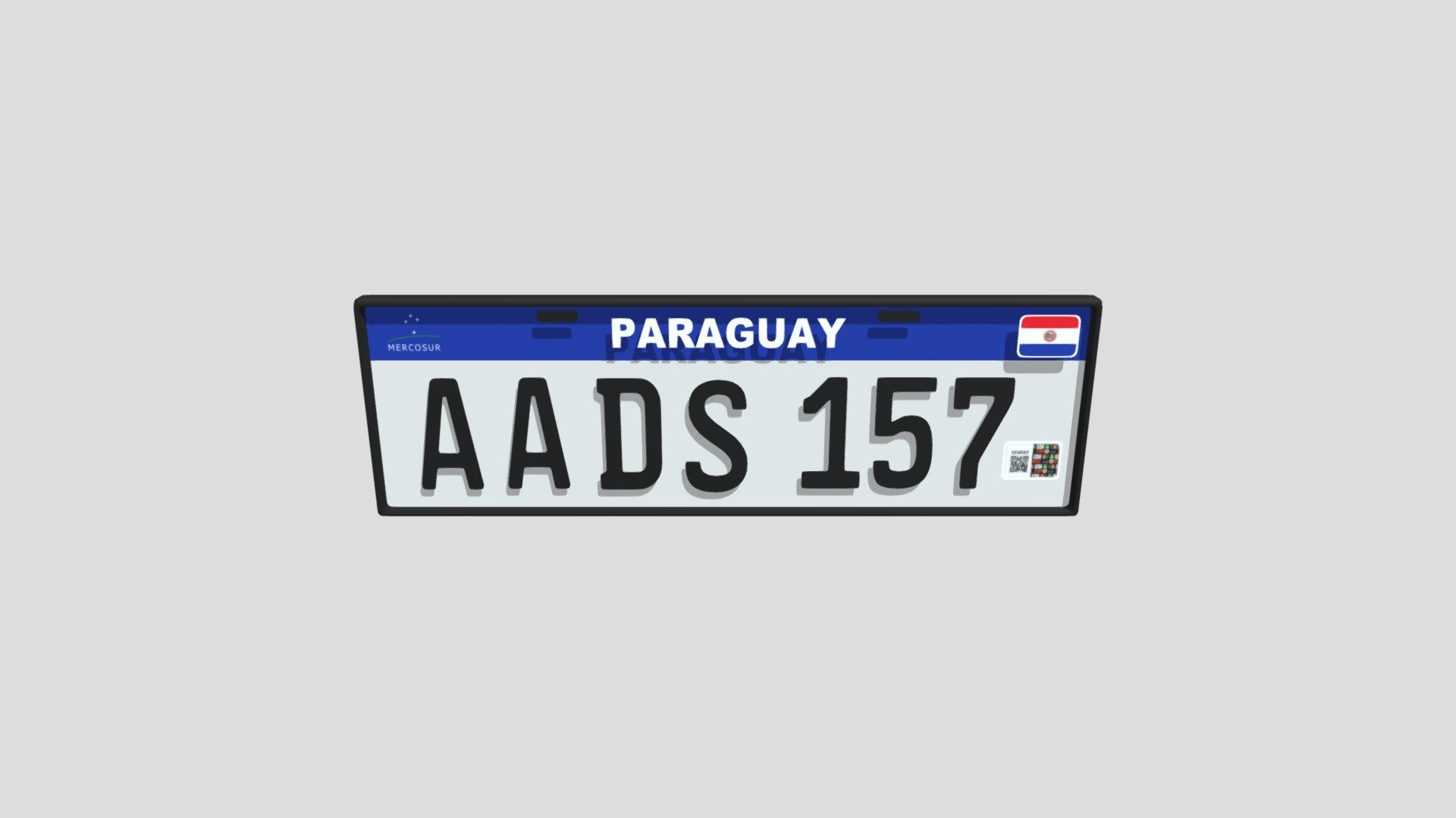 License plate Mercosur Paraguay - Download Free 3D model by TastyPY ...