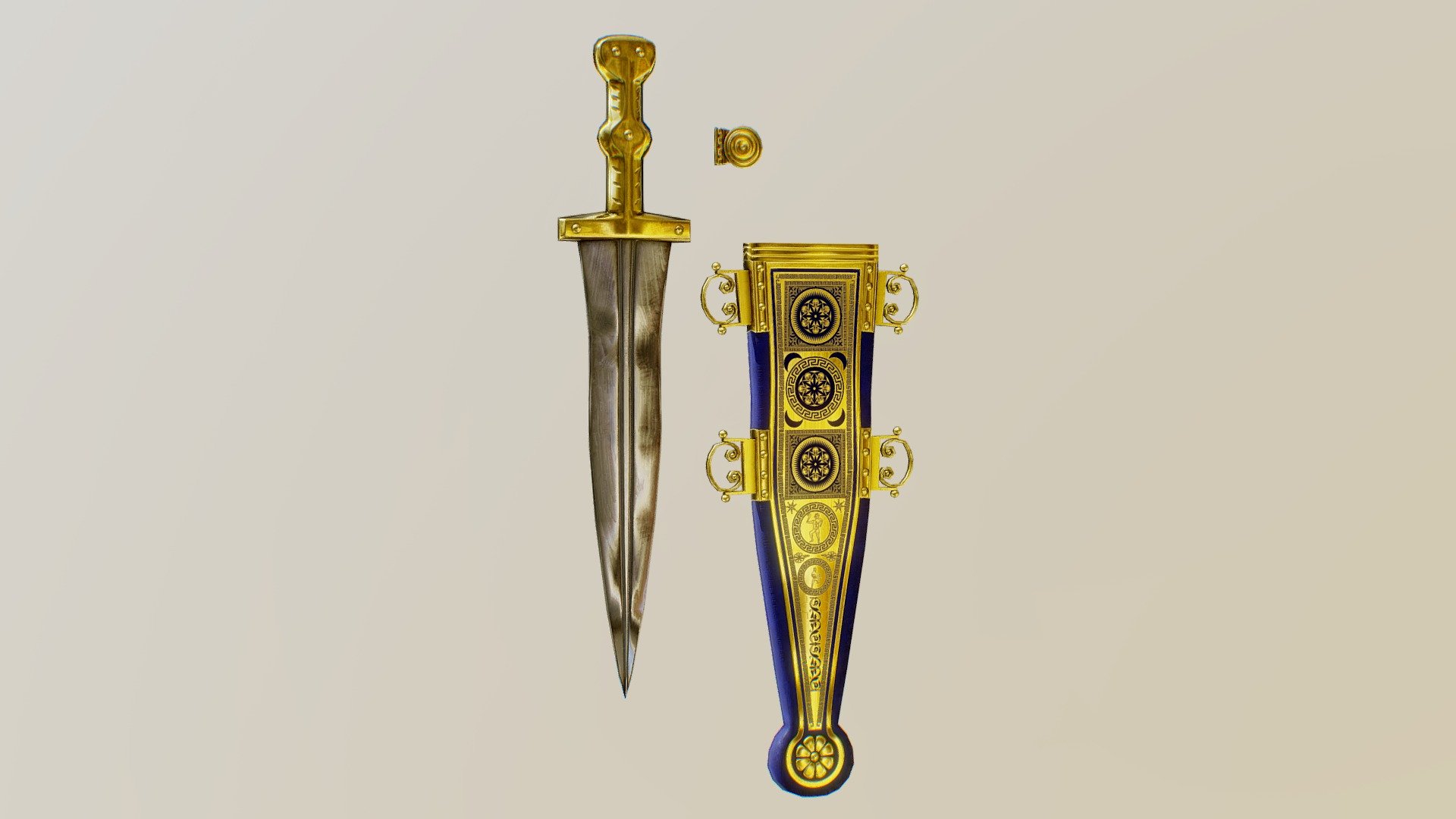 Roman Dagger "Pugio" - 70-130 AD - Download Free 3D model by Davicolt ...