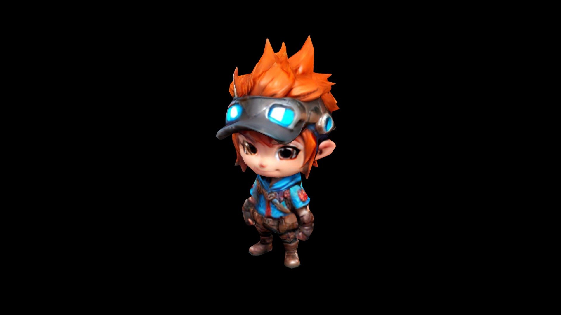 A young alchemist with red hair and goggles stan - Download Free 3D ...