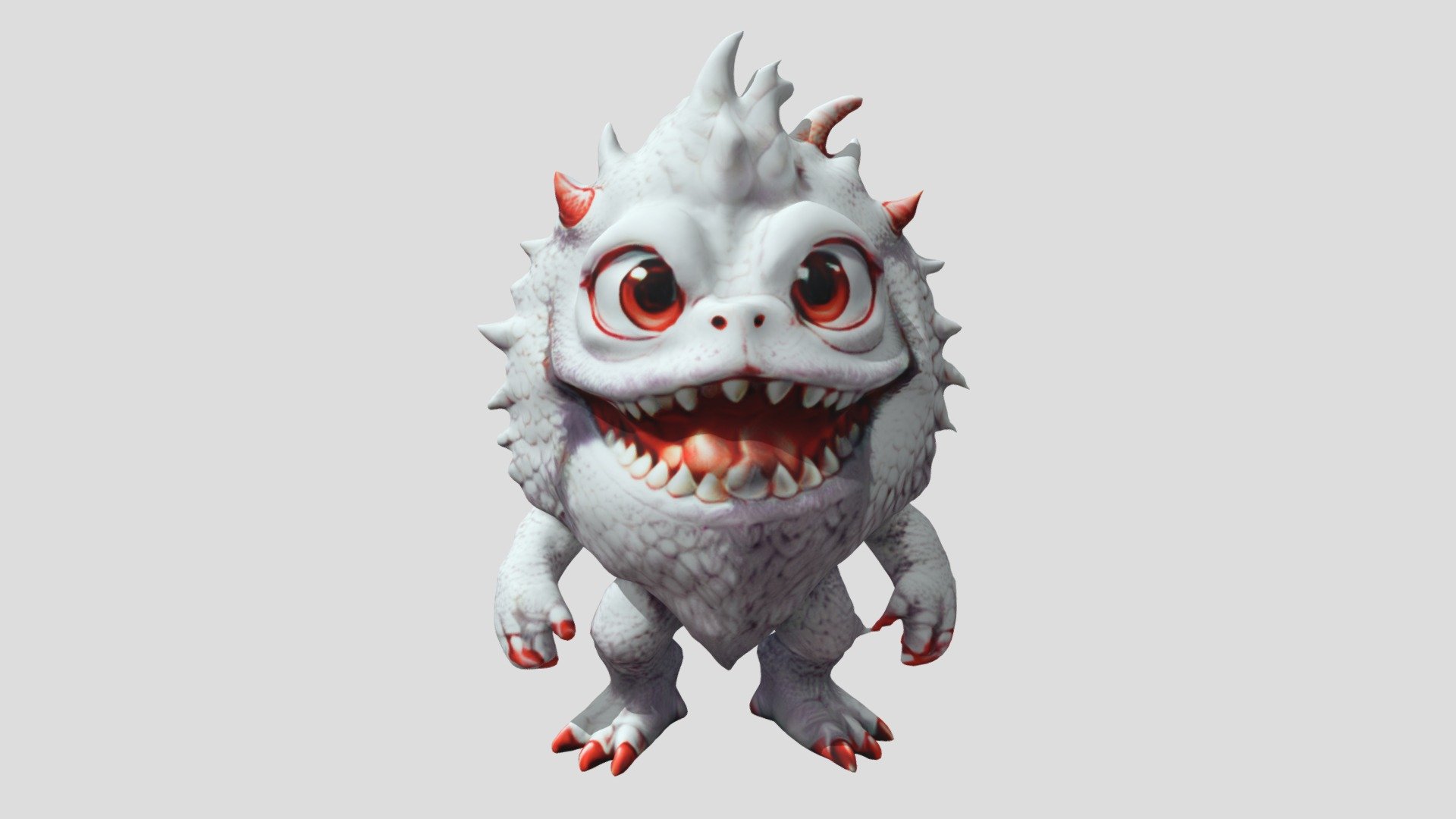 Cute White Monster - Download Free 3D model by Jungle Jim (@jungle_jim ...