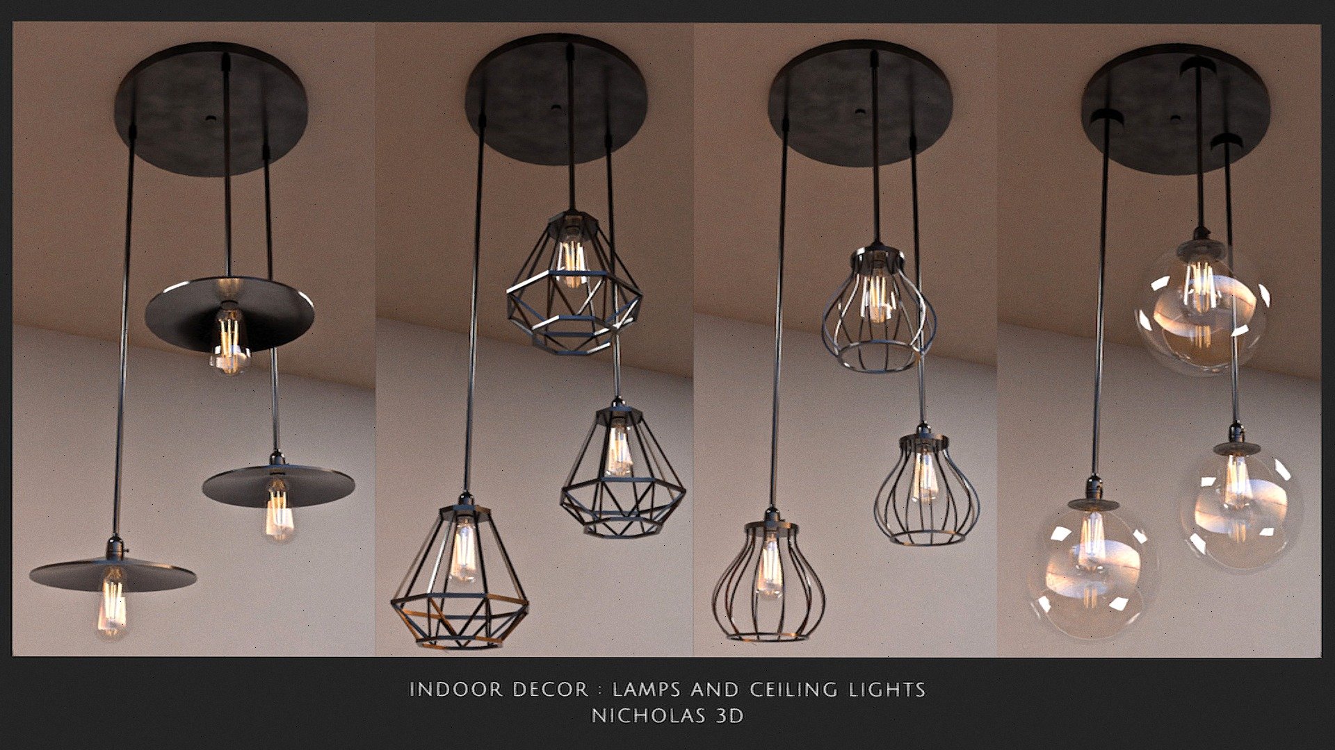 Interior Decor: Lamps and Ceiling Lights - 3D model by Nicholas-3D ...