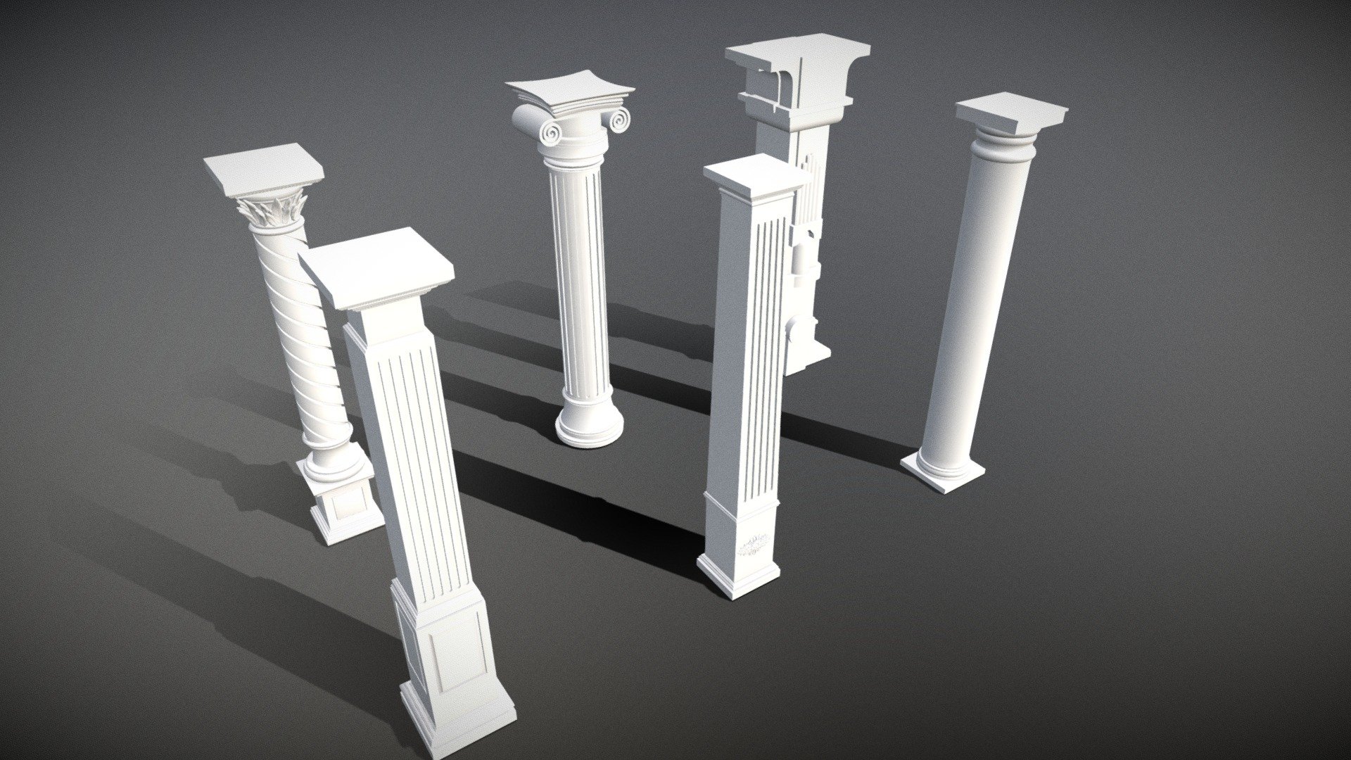 3D Columns Collection of 6 models - Download Free 3D model by G_One ...