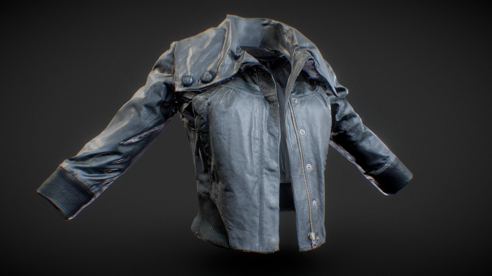 Vintage Jacket Black Shiny Collar - Buy Royalty Free 3D model by ...