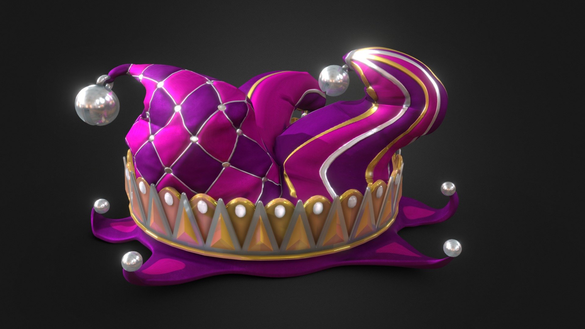 Purple Jester Hat with Crown - 3D model by Sord (@alexandersord) [500b041] - Sketchfab