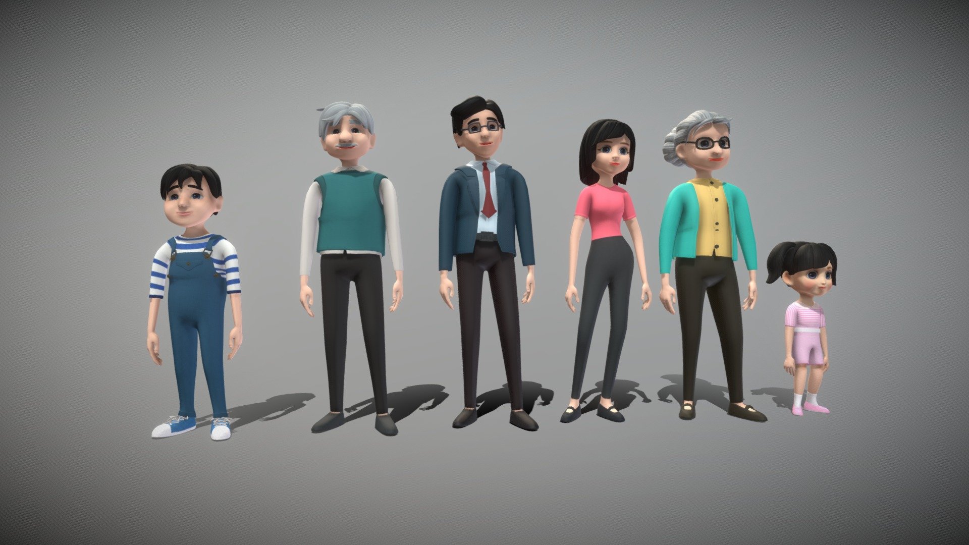Cartoon Family - Buy Royalty Free 3D model by Zhang Shangbin ...