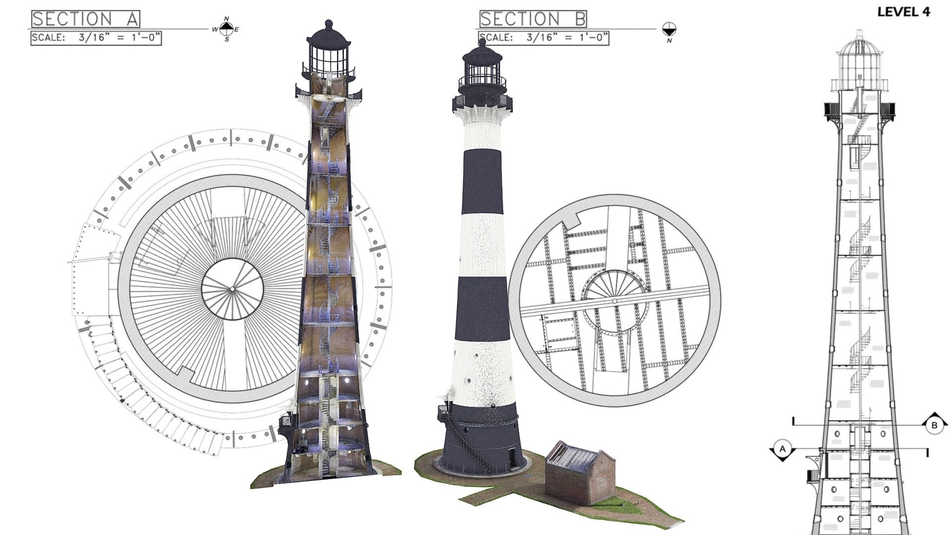 Cape Canaveral Lighthouse and Sectional View - 3D model by Center for ...