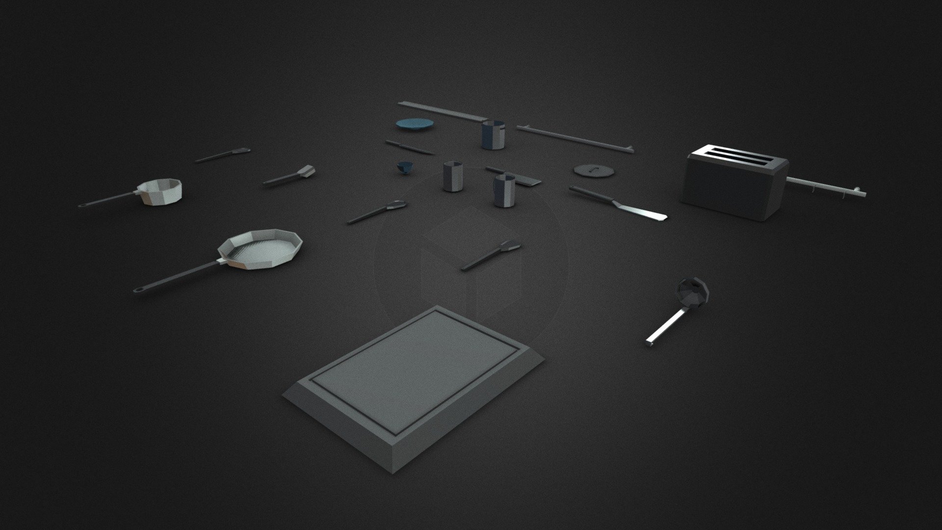 Low Poly Set of Kitchen Utensils - Download Free 3D model by Studio 23 ...