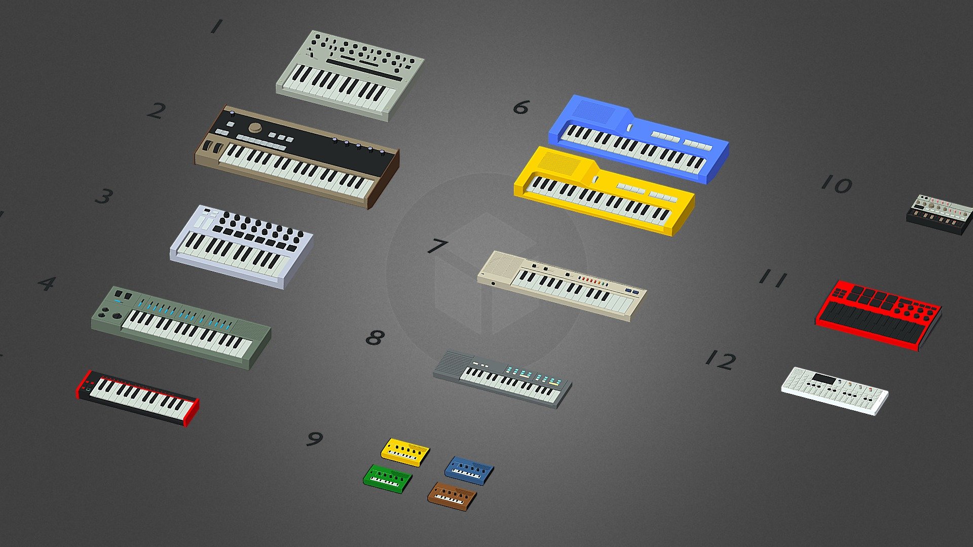 Synth Keyboard Low poly Set - 3D model by yugengen [5031299] - Sketchfab