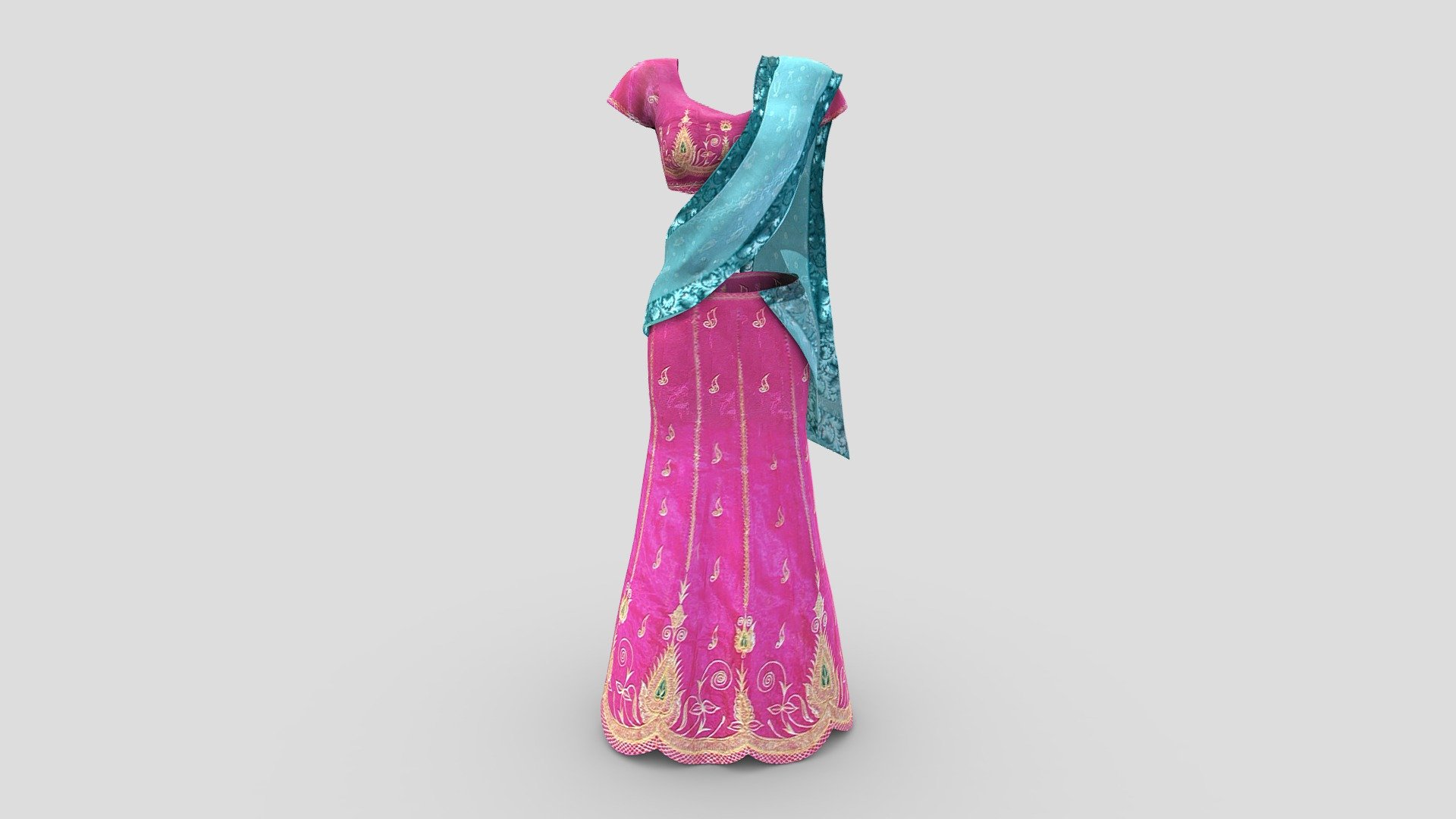 Traditional Lehenga Saree Dress - Buy Royalty Free 3D model by 3dia ...