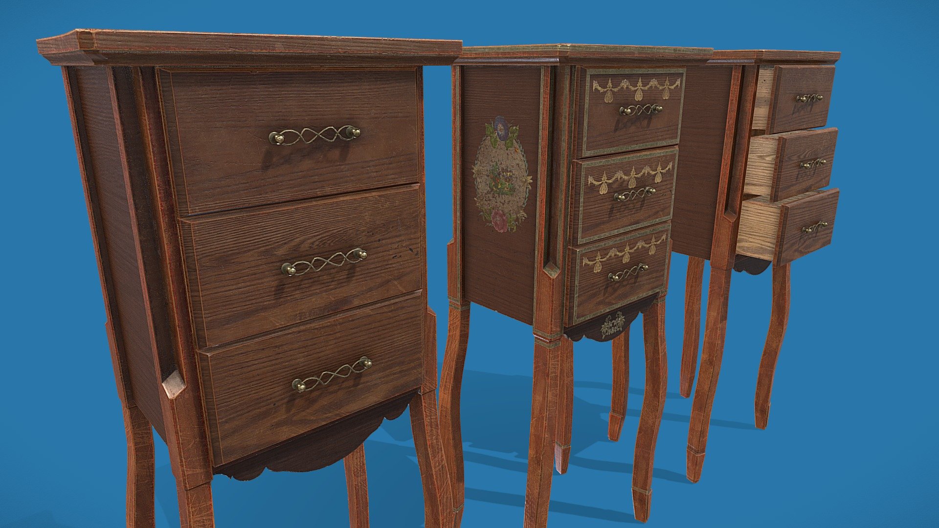 Simple Wooden Drawer Tables Type C - Download Free 3D model by Mad ...