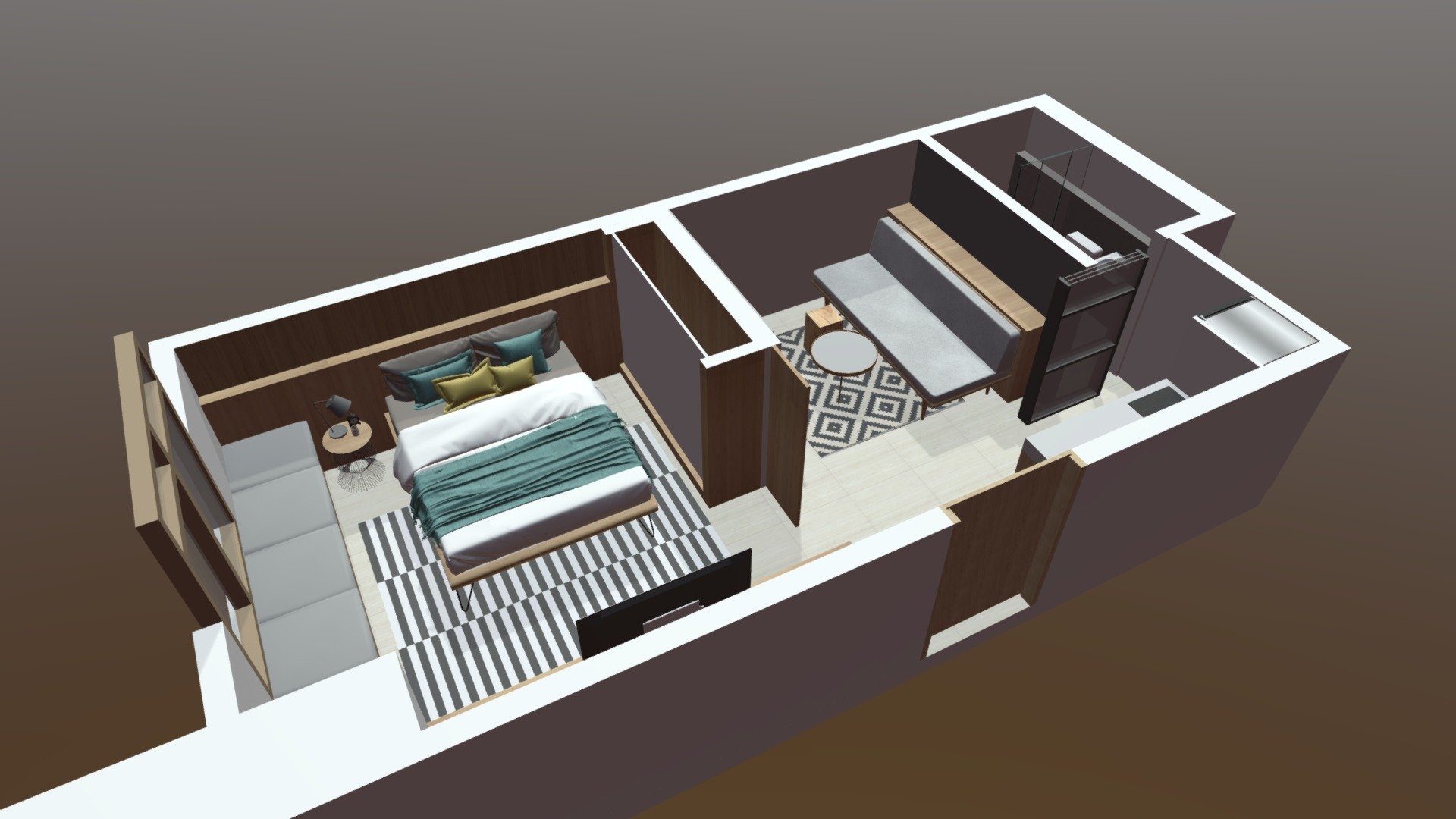 1+1 bedroom - 3D model by grandsagara [5058646] - Sketchfab