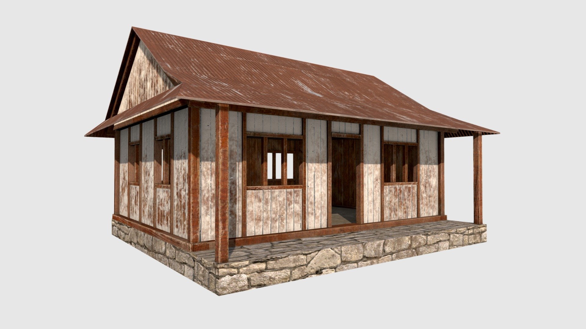 Painted Wooden Hut - Buy Royalty Free 3D model by HowardCoates [5088538 ...