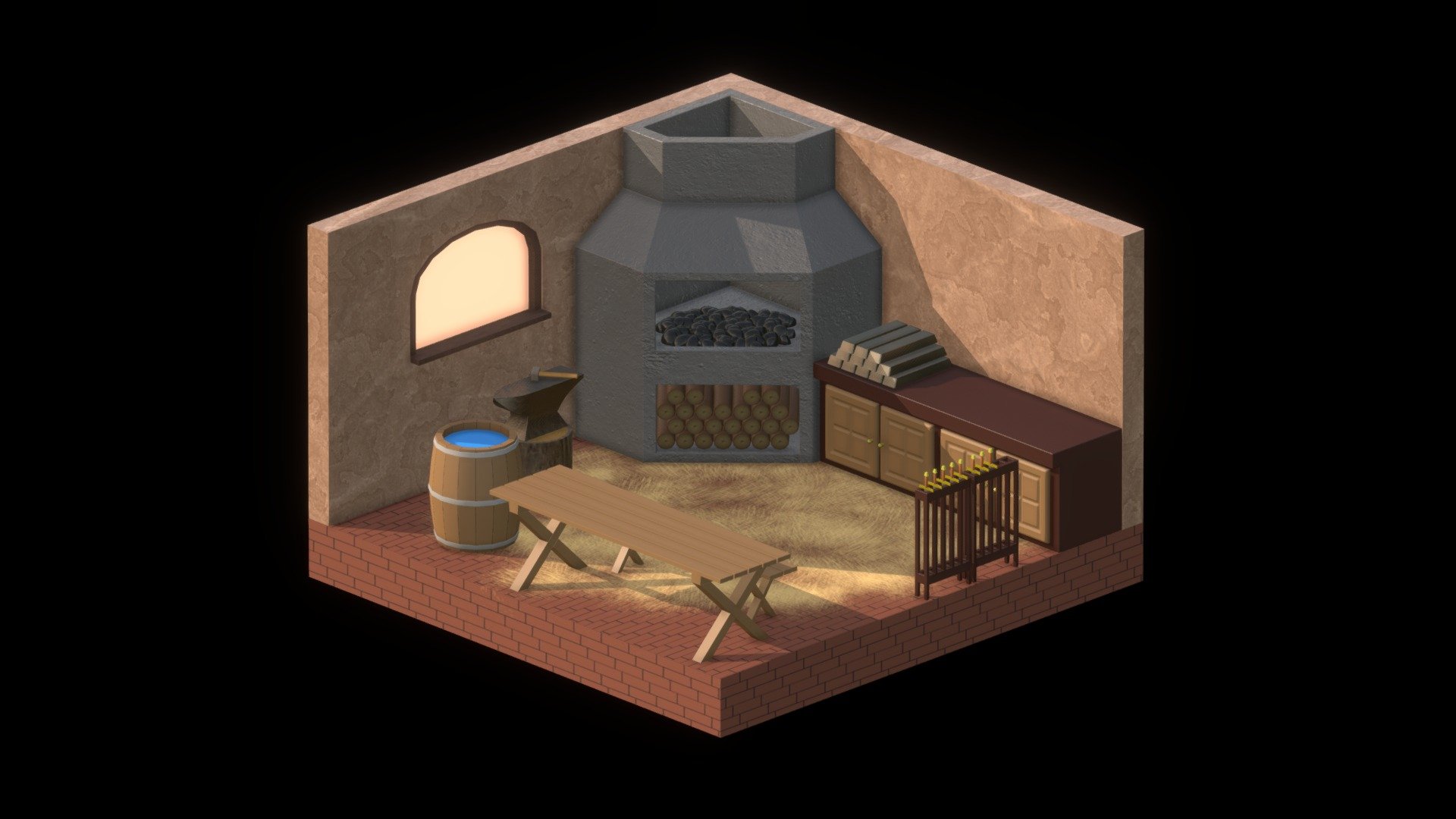 Isometric Blacksmith Workshop - Download Free 3D model by Rosbergen ...