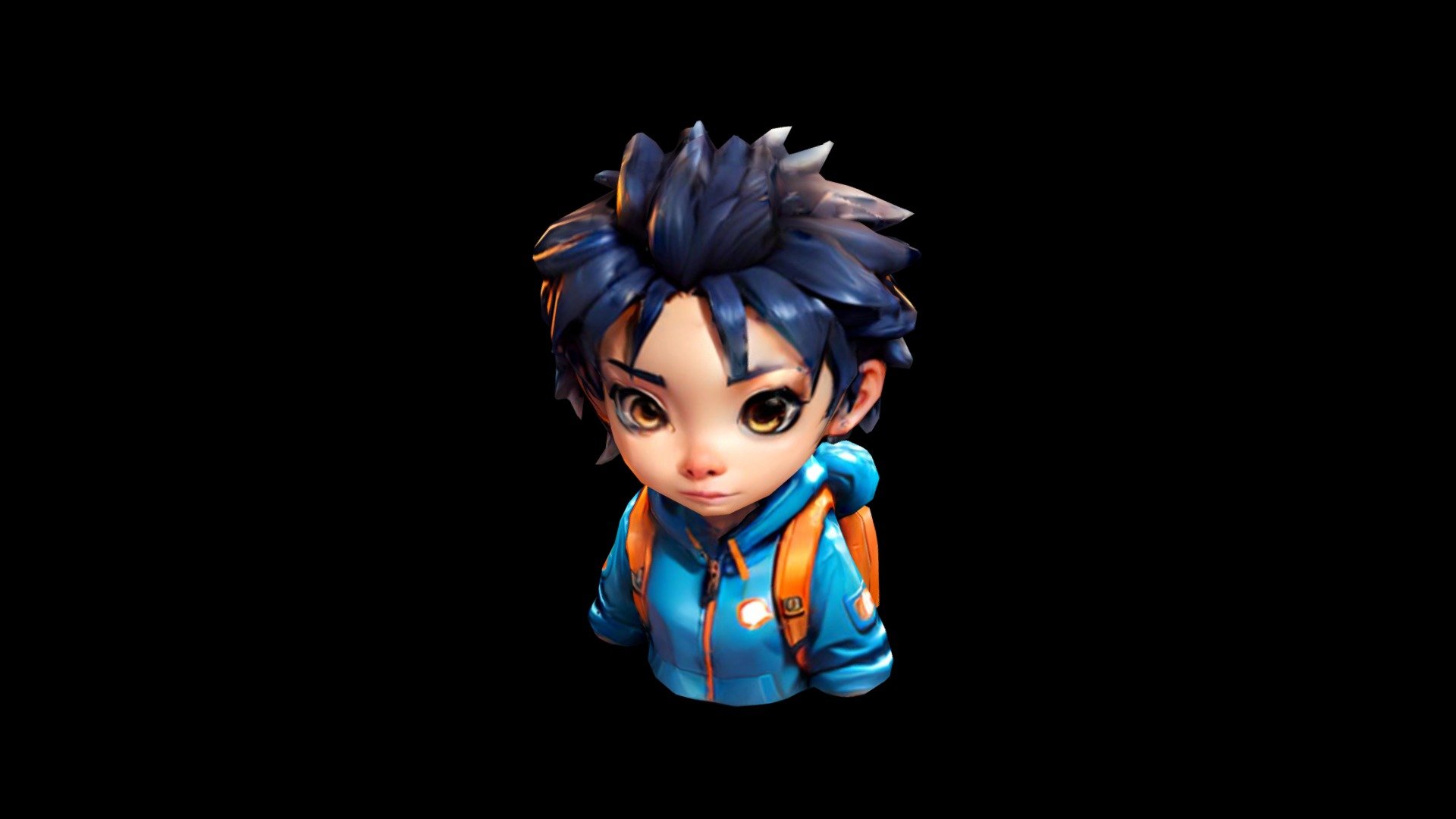 "Video Game Character with Spiky Blue Hair in Ca - Download Free 3D ...
