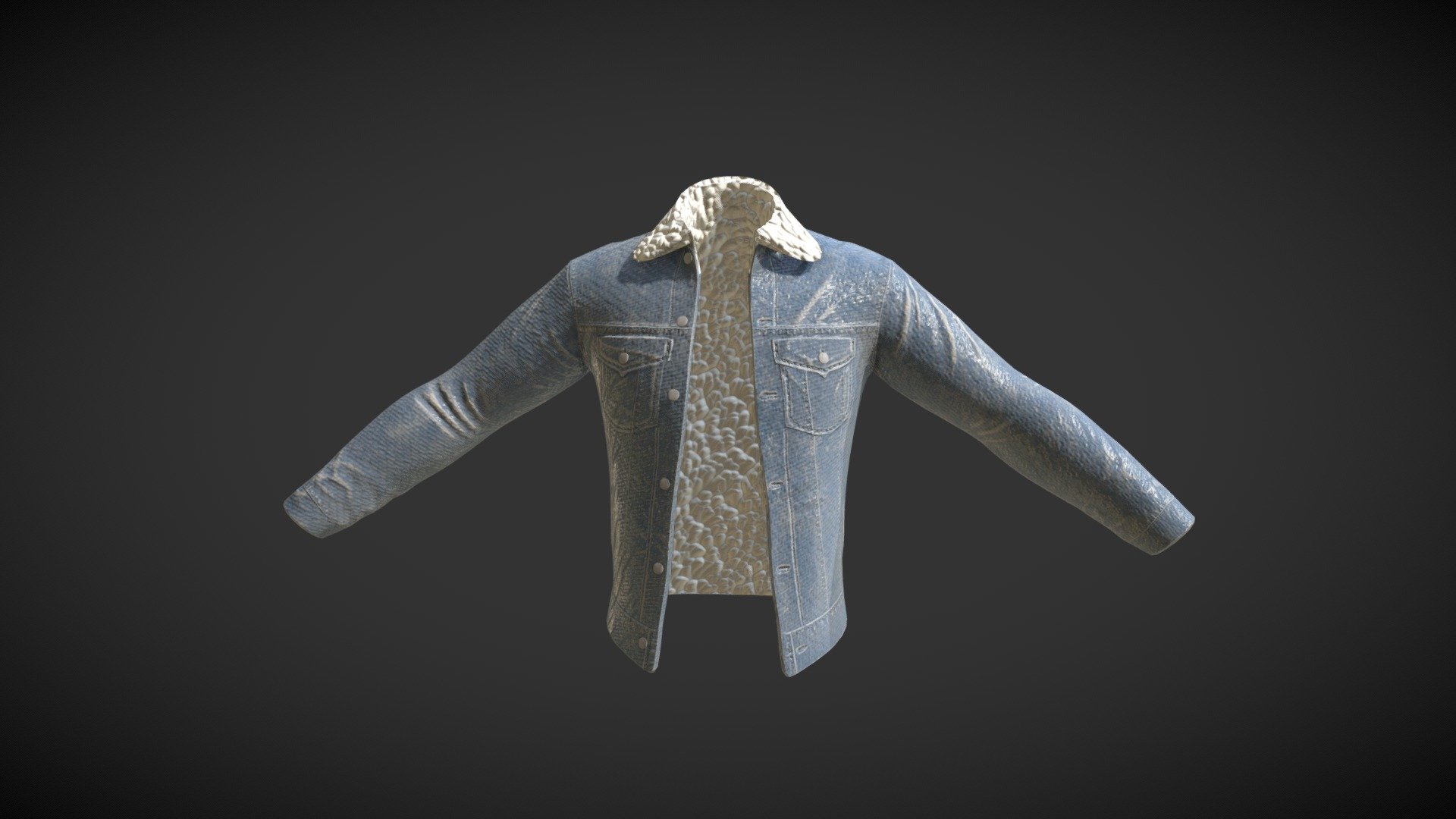 Fleece Lined Denim Jacket - 3D model by tbmorris [50c0dfb] - Sketchfab