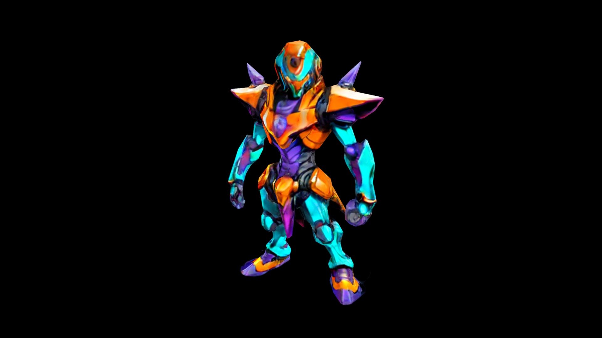 A futuristic robot with blue, orange, and purple - Download Free 3D ...