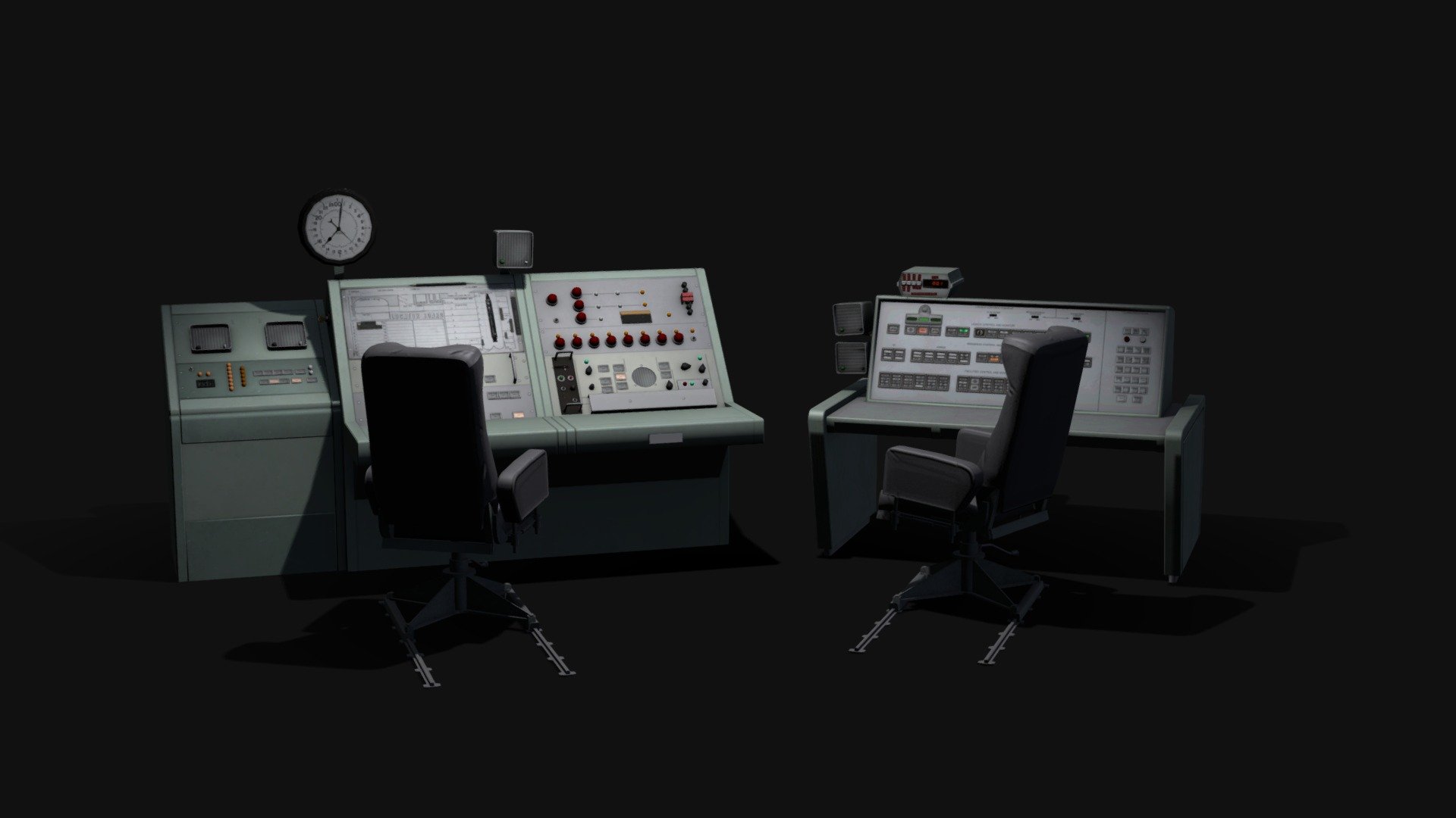 Control Room Desks - 3D model by maxgiddens [50e3cf5] - Sketchfab