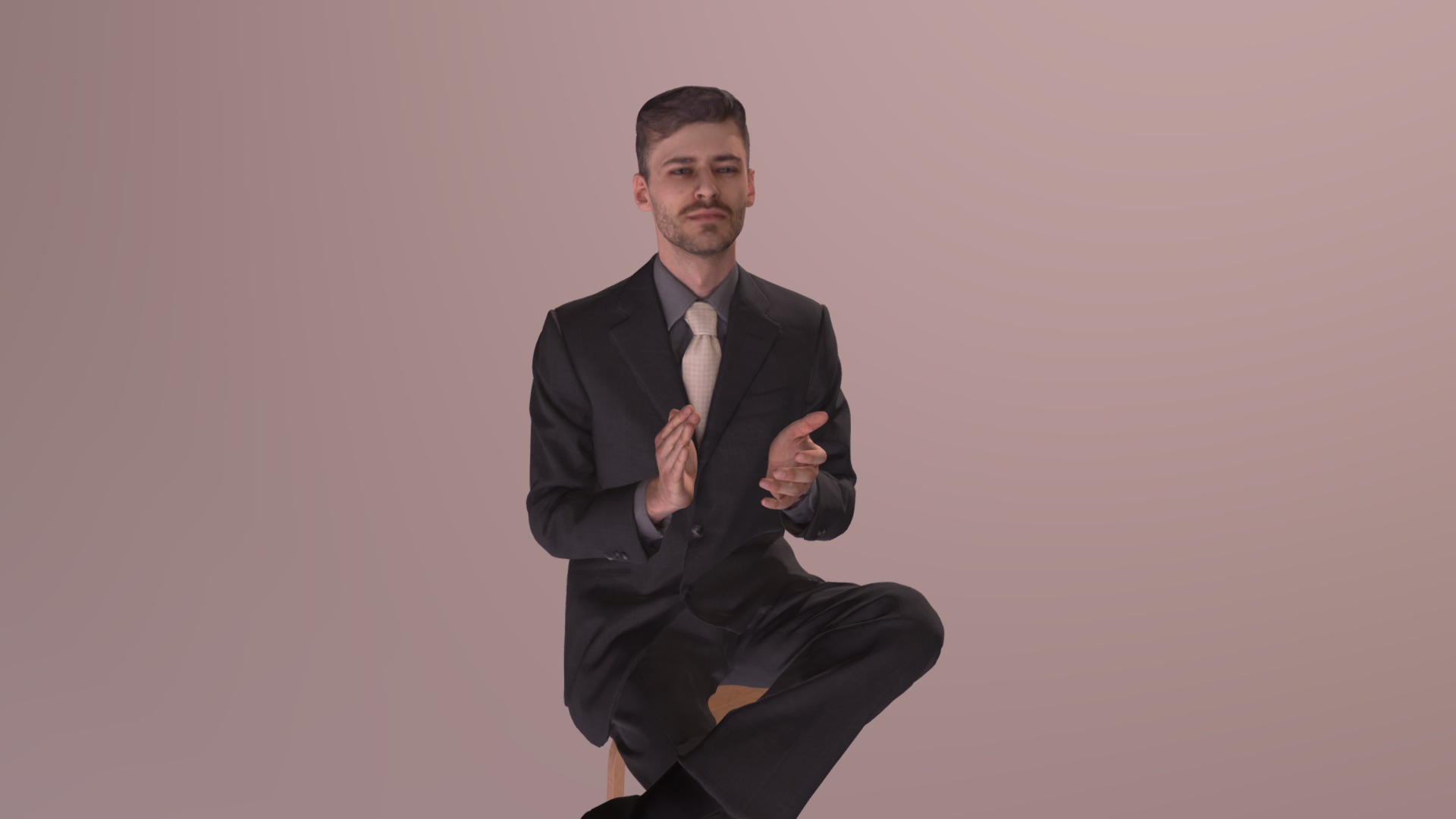 Business Man Sitting Clapping Posture Audience - Buy Royalty Free 3D ...