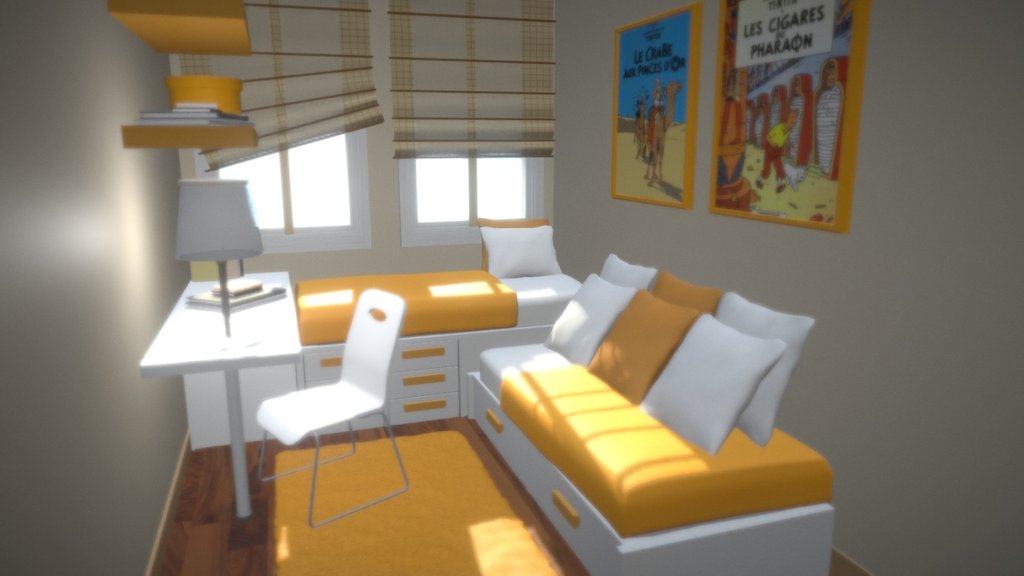 Dormitory Bedroom - 3D model by PvtPrivate [50eee74] - Sketchfab