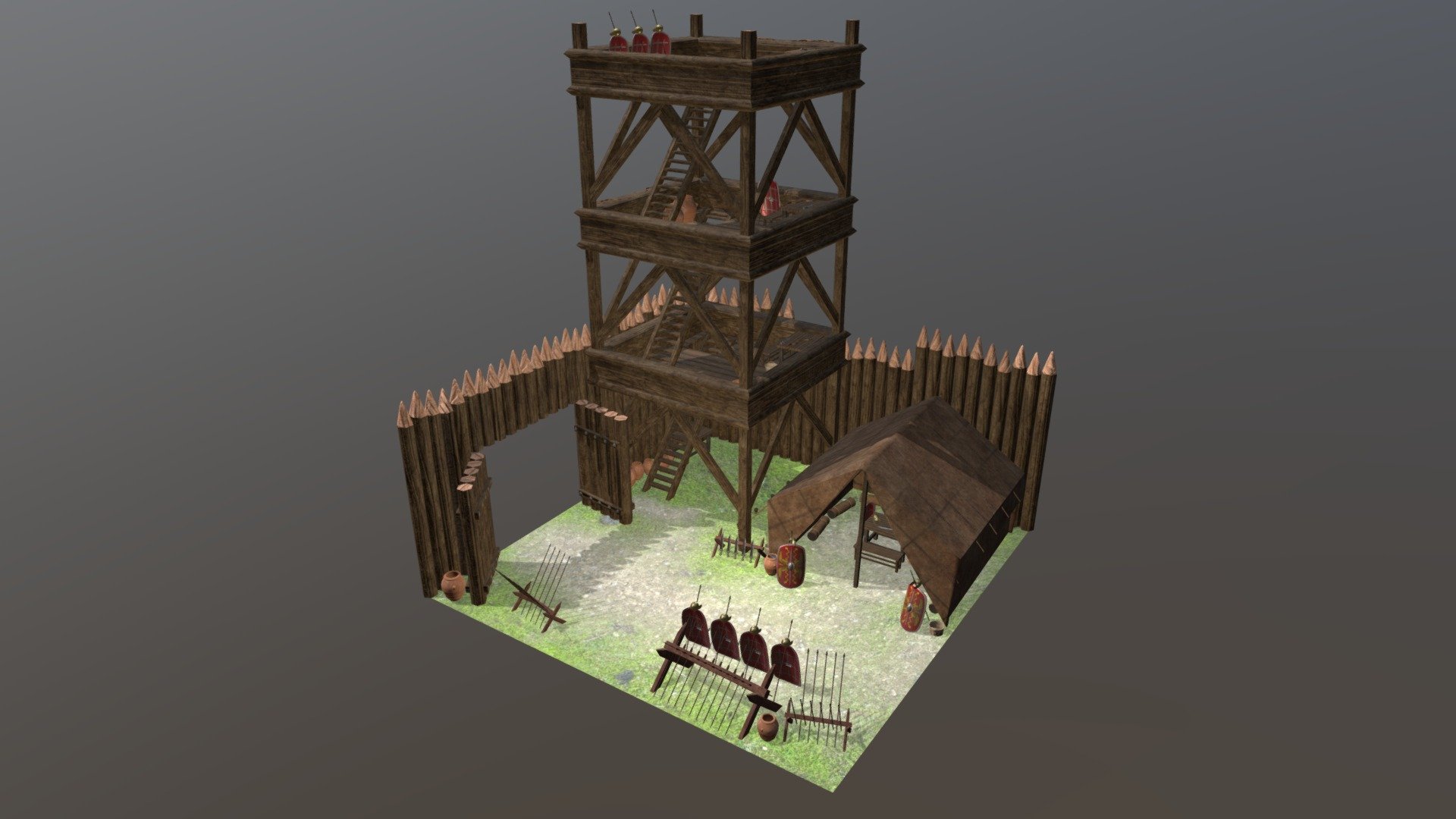 Roman Empire Military Camp - 3D model by Kugatsu Tsukai 3D Model Hub ...