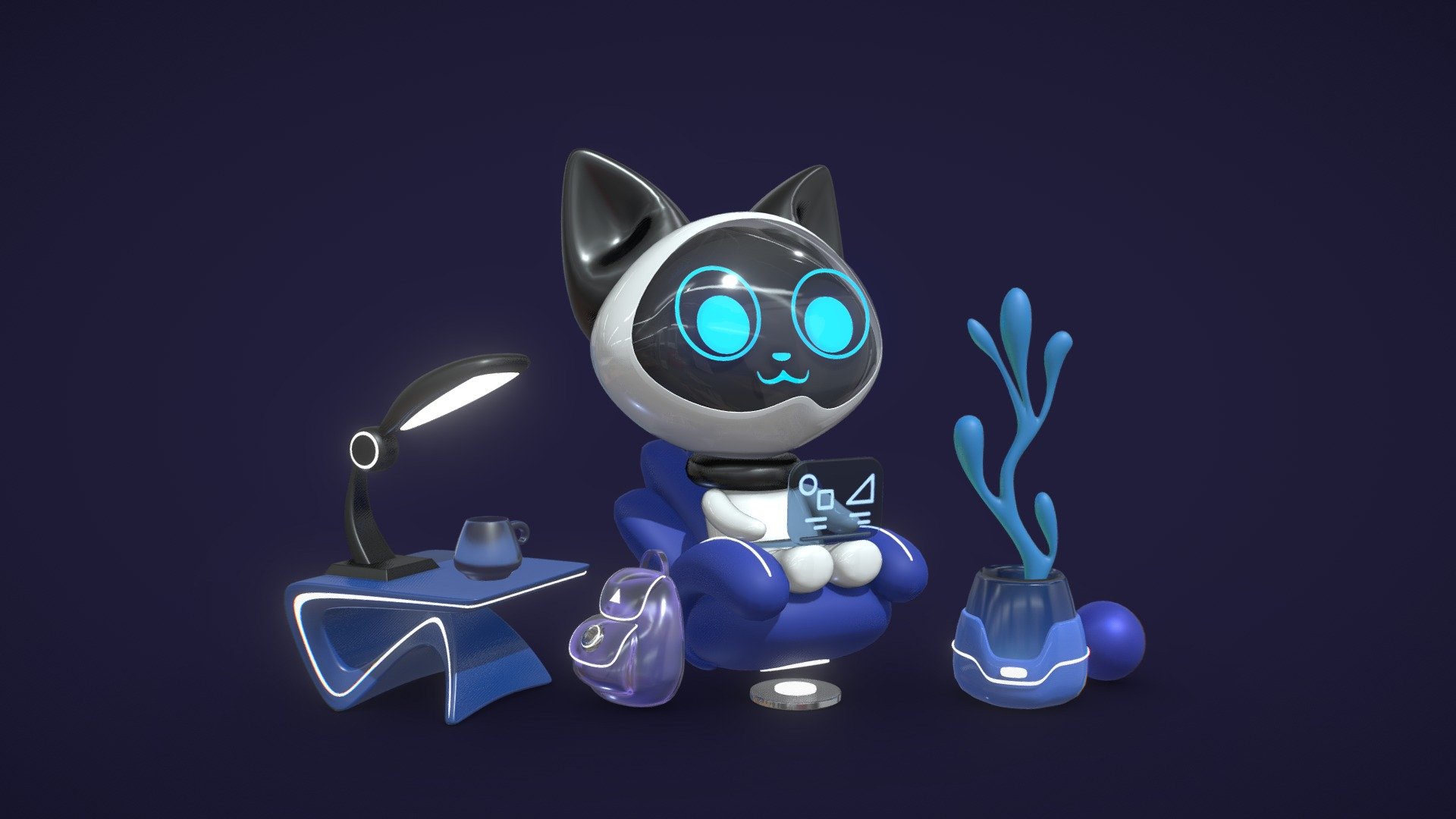 Cosmo cat is studying - Buy Royalty Free 3D model by tkkjee [50f5a4e ...