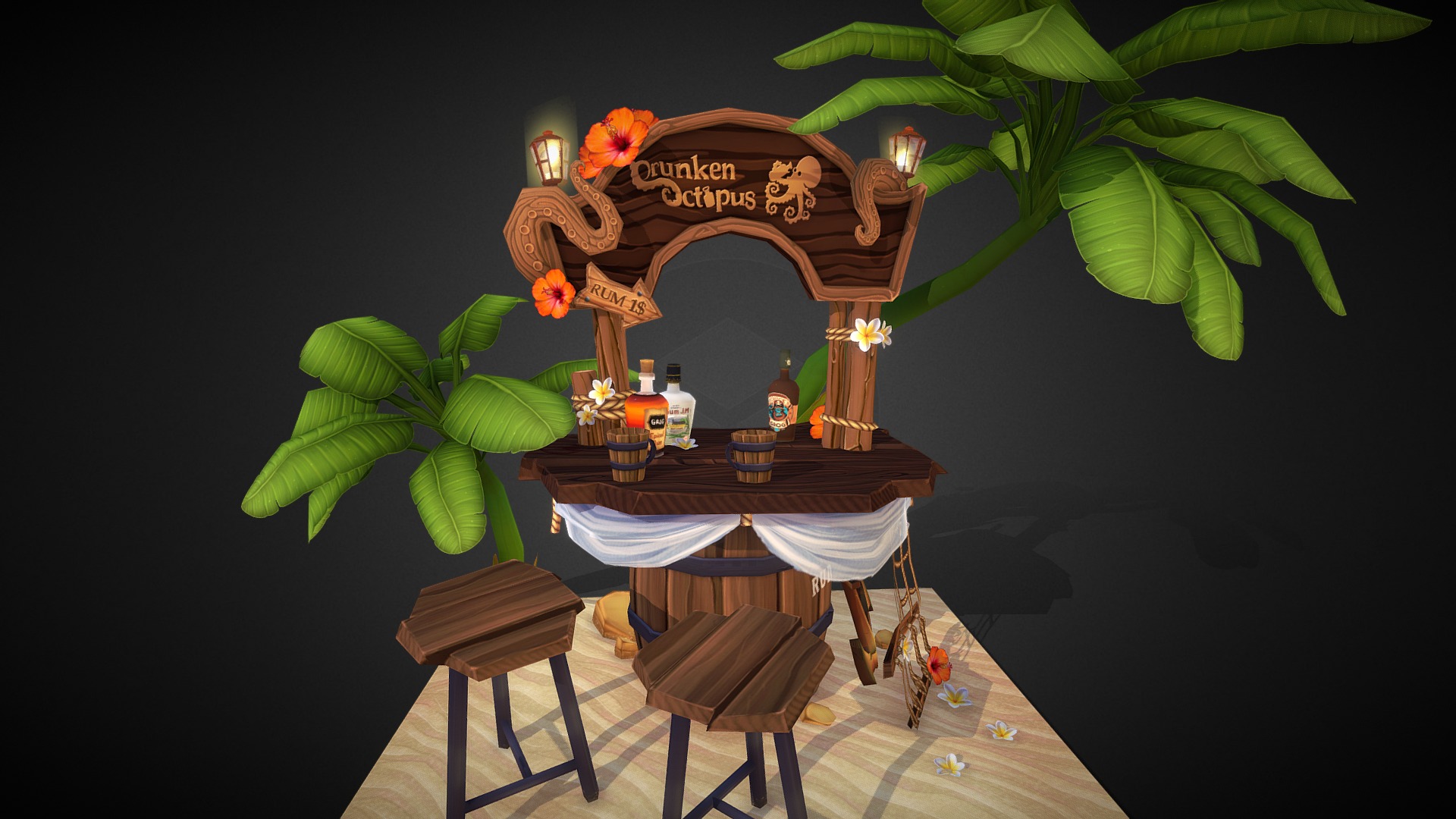 Rum stand - 3D model by Emeryl (@elo-doudoune) [5104a68] - Sketchfab