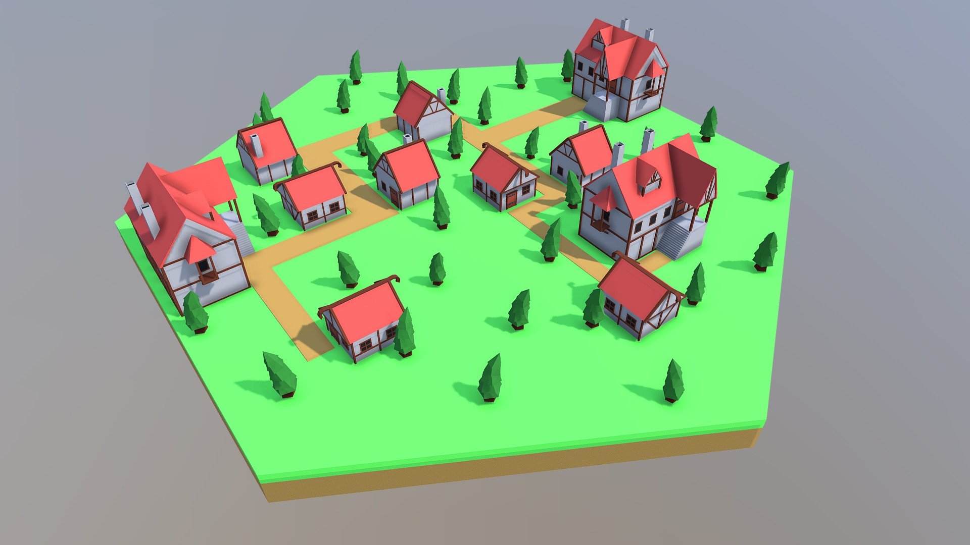 Plains tile with houses - 3D model by BConnolly [5107168] - Sketchfab