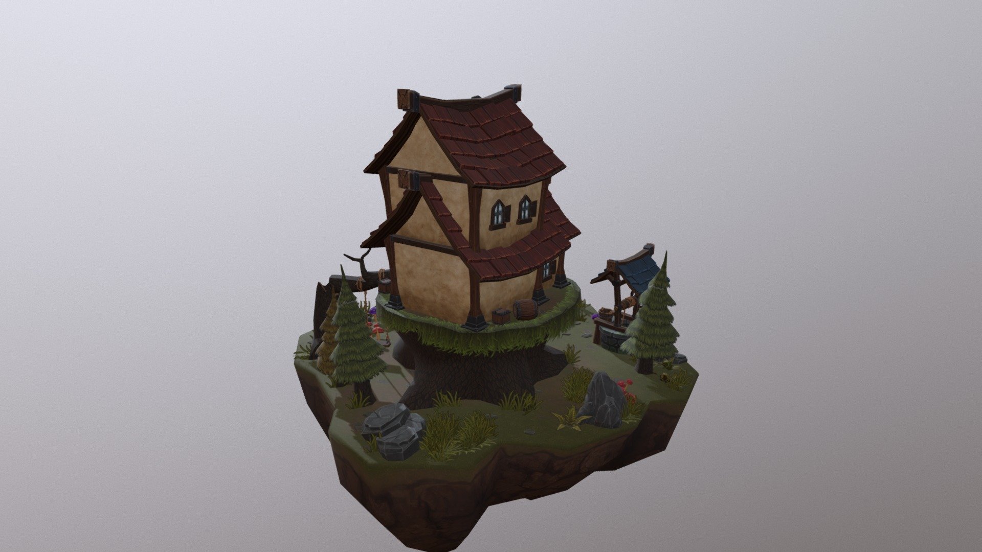 Tree-stump House Scene - 3D model by bluelineme [5120623] - Sketchfab