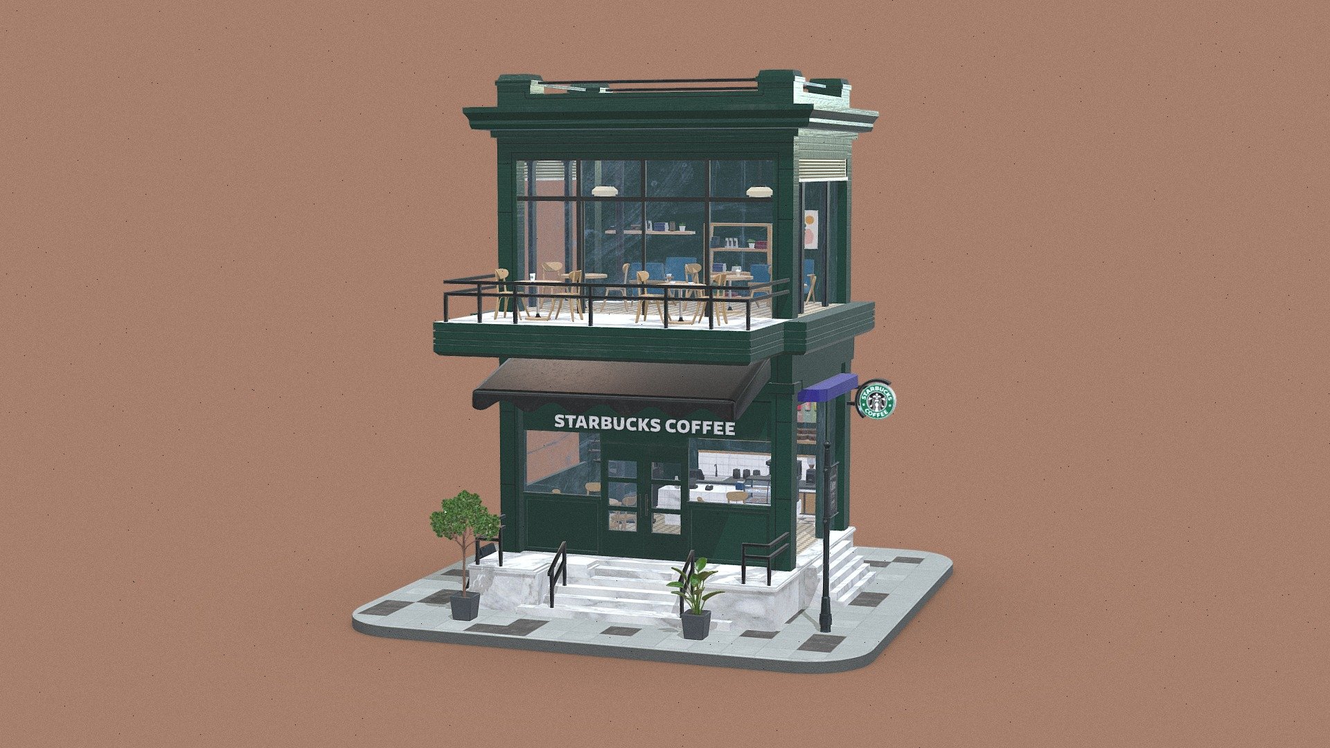 Starbucks Stylized Cafe - 3D model by Elephai [512c5e9] - Sketchfab