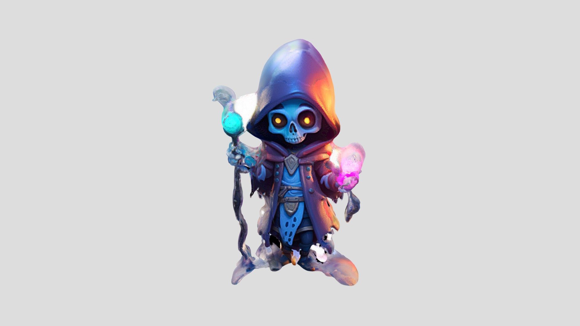 Blue Skeleton Wizard Holding Crystal Ball A b - Download Free 3D model ...