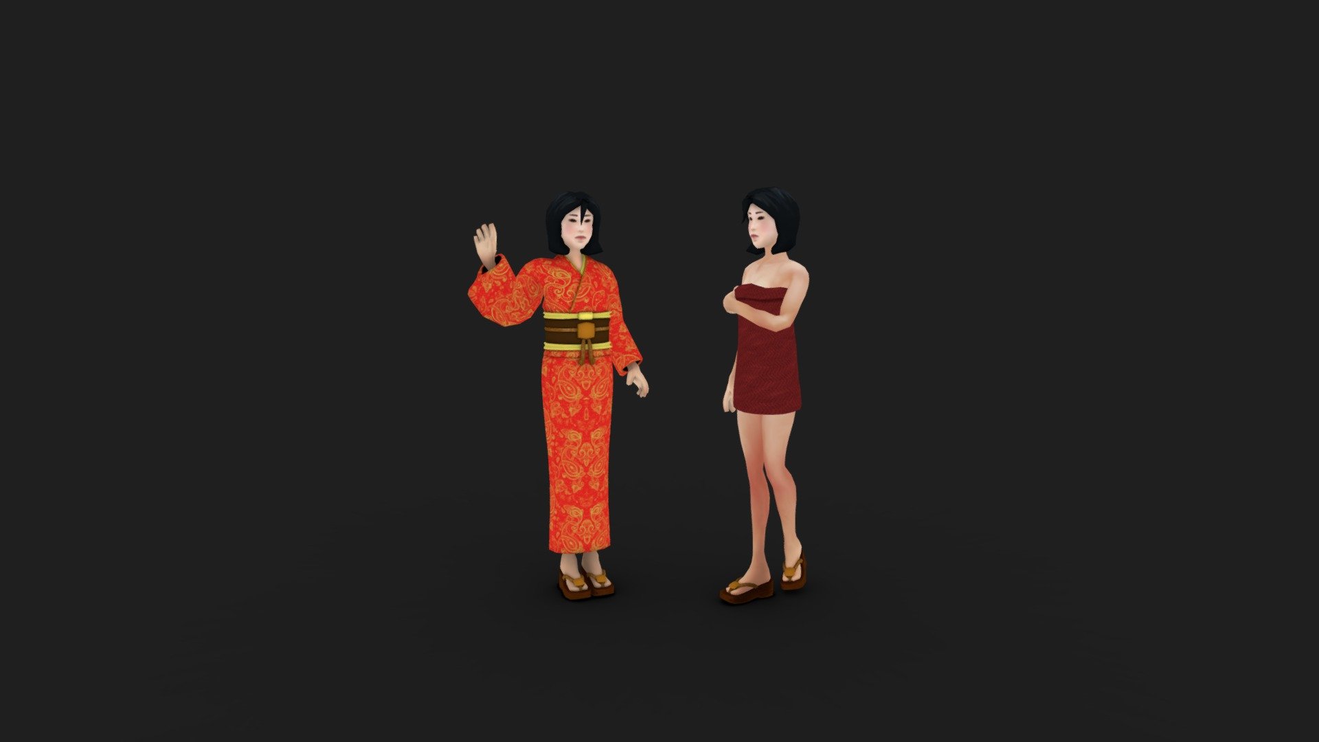 Japanese girl in yukata / towel #1 - Buy Royalty Free 3D model by ...