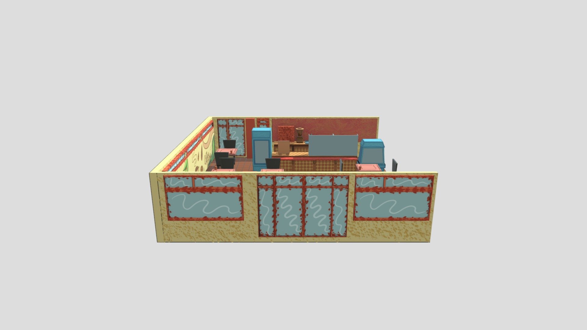 Cafeteria - 3D model by Dede_Dede [514a371] - Sketchfab