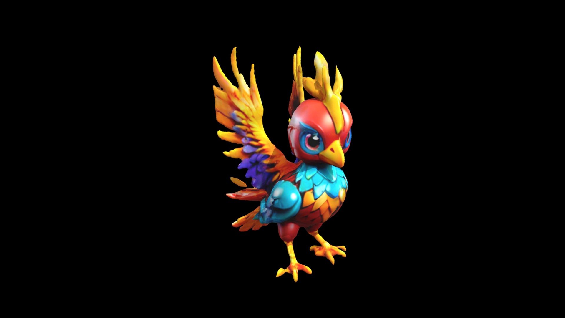 A vibrant, animated bird with striking blue and - Download Free 3D ...