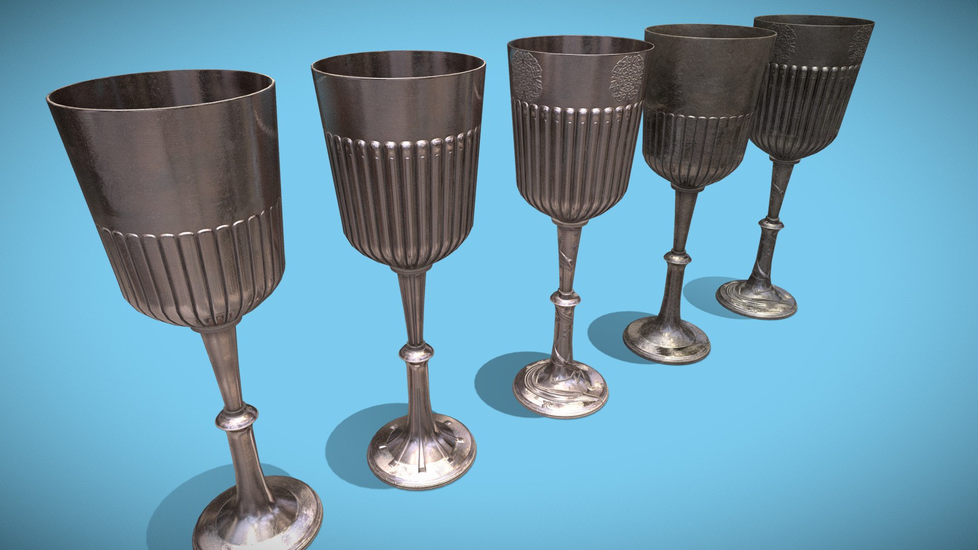 Antique Silver Goblets Type B - Download Free 3D model by Mad_Lobster ...