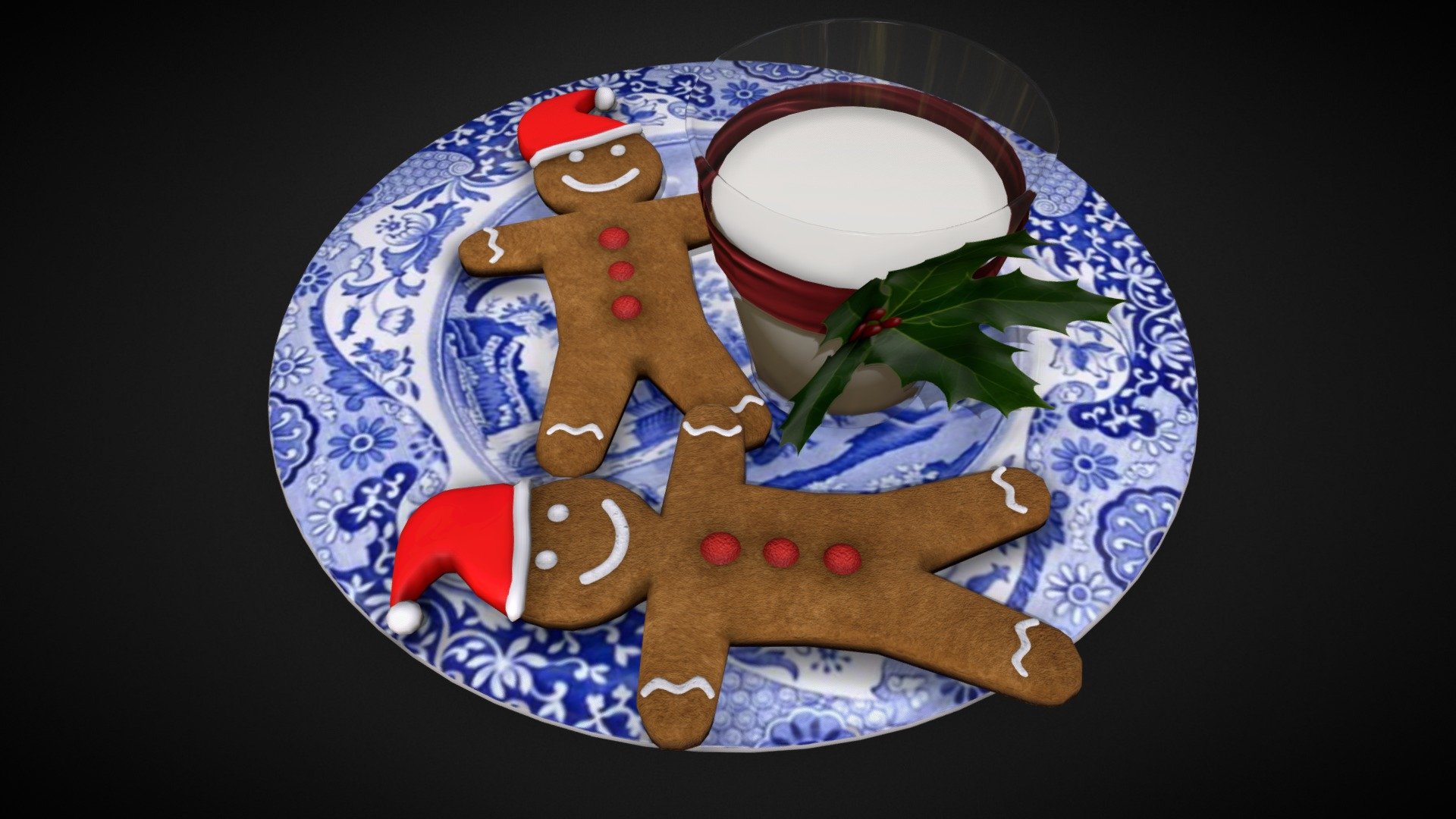 Christmas Gingerbread And Milk - Low poly - Buy Royalty Free 3D model ...