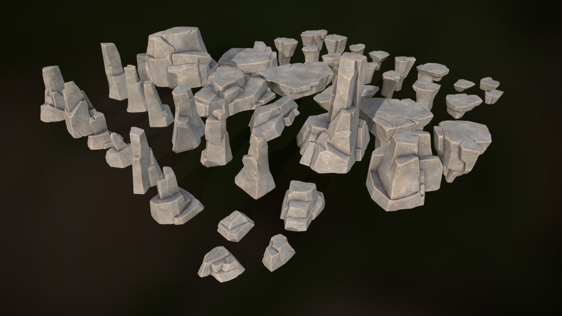 Stylized Rocks | Game Ready Pack in PBR Standard - 3D model by ...